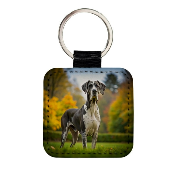 Great Dane Dog Photo Faux Leather Square Keychain - Walmart.com