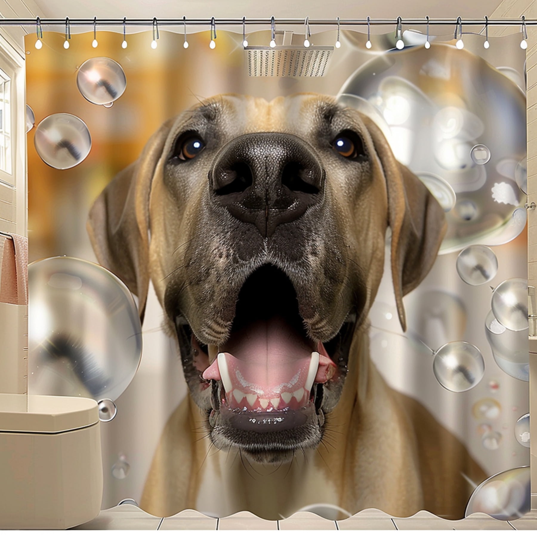 Great Dane Dog Shower Curtain with Realistic Photo Cute Cartoon Design ...
