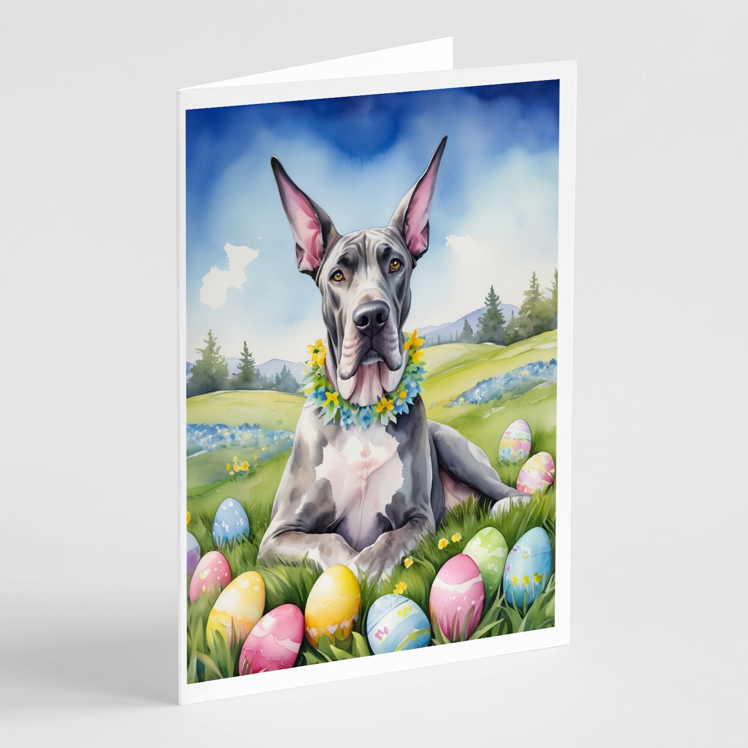 Great Dane Easter Egg Hunt Greeting Cards Pack of 8 7 in x 5 in ...