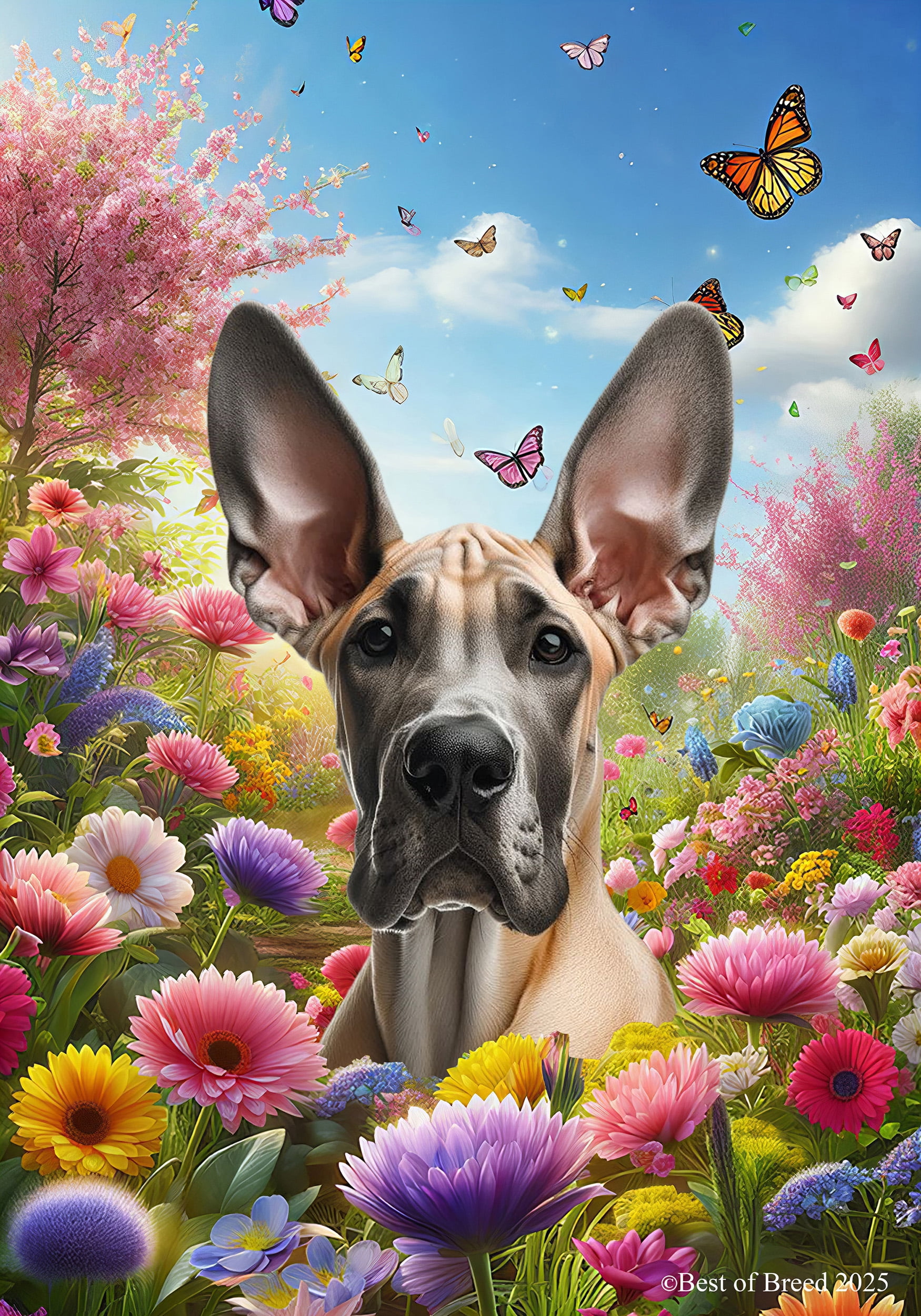 Great Dane Fawn Cropped - Best of Breed Spring Butterfly Outdoor House ...