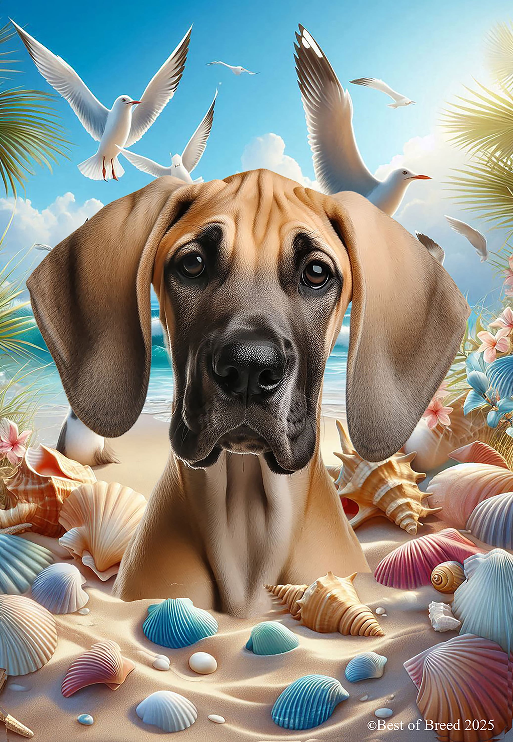 Great Dane Fawn Uncropped - Best of Breed Summer Beach Outdoor Garden ...