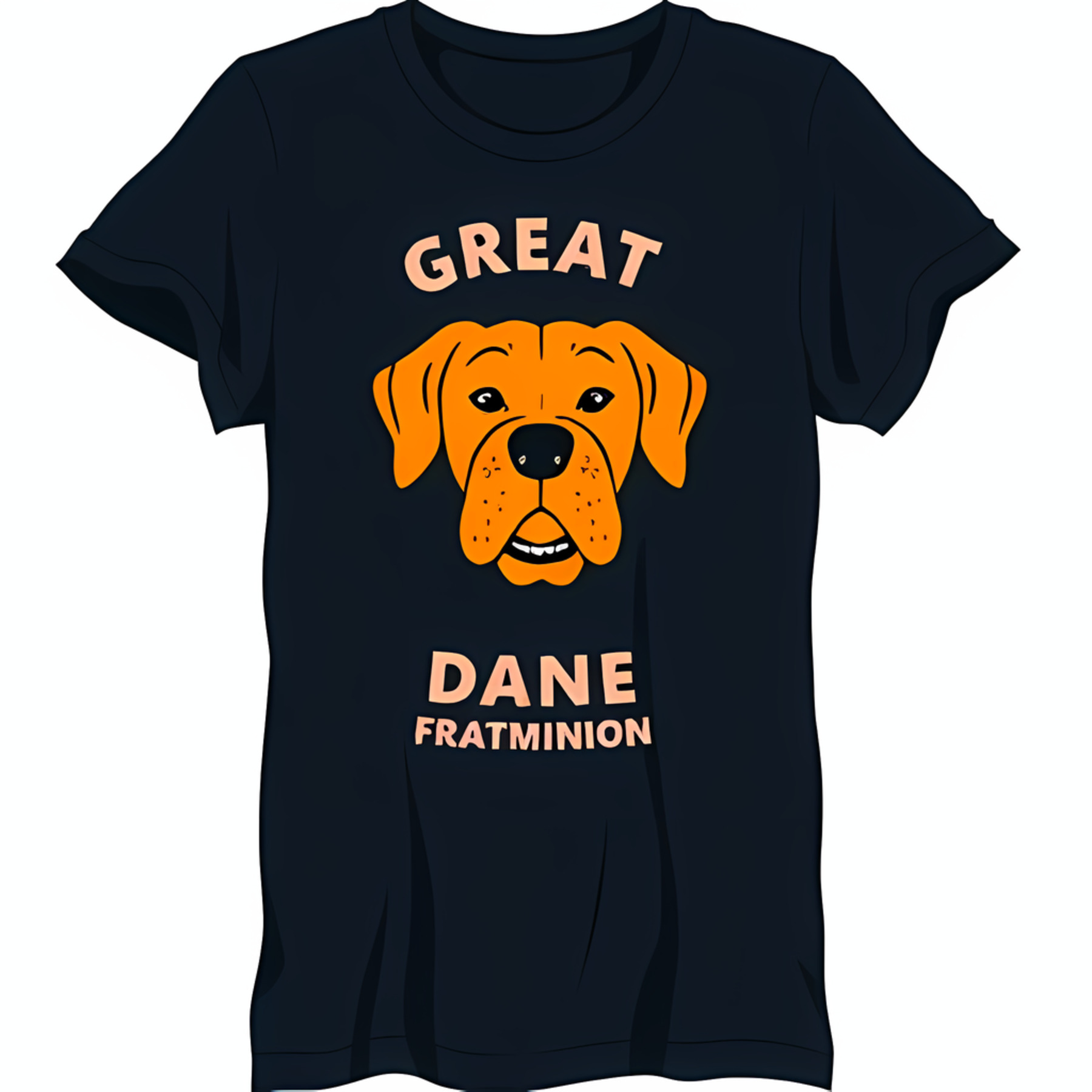 Great Dane Fratminion Black T-Shirt with Cartoon Great Dane Head Design ...