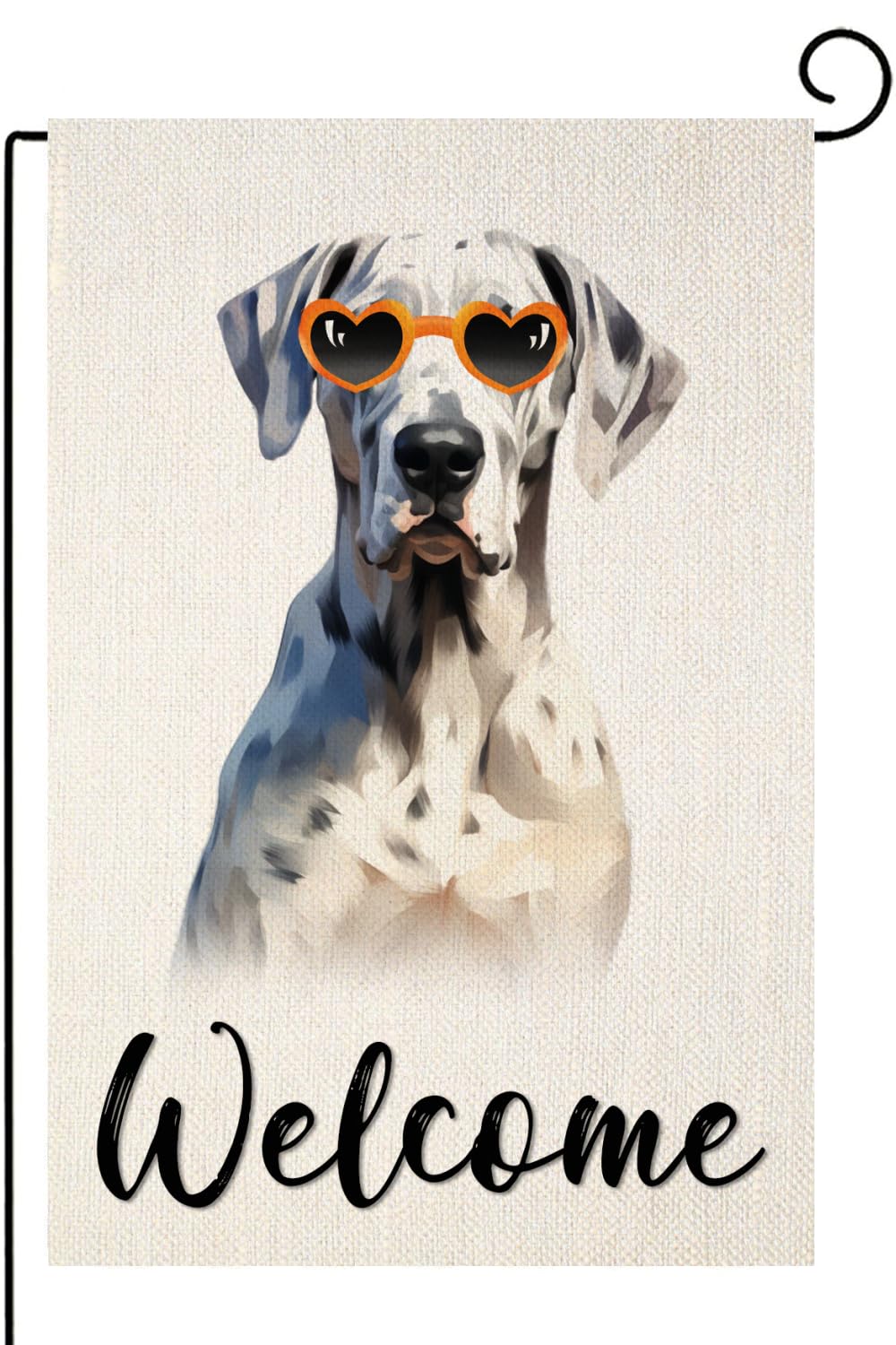 Great Dane Garden Flag Heart Shape Glasses Dog Double Sided Garden Banner Polyester Flag for ...