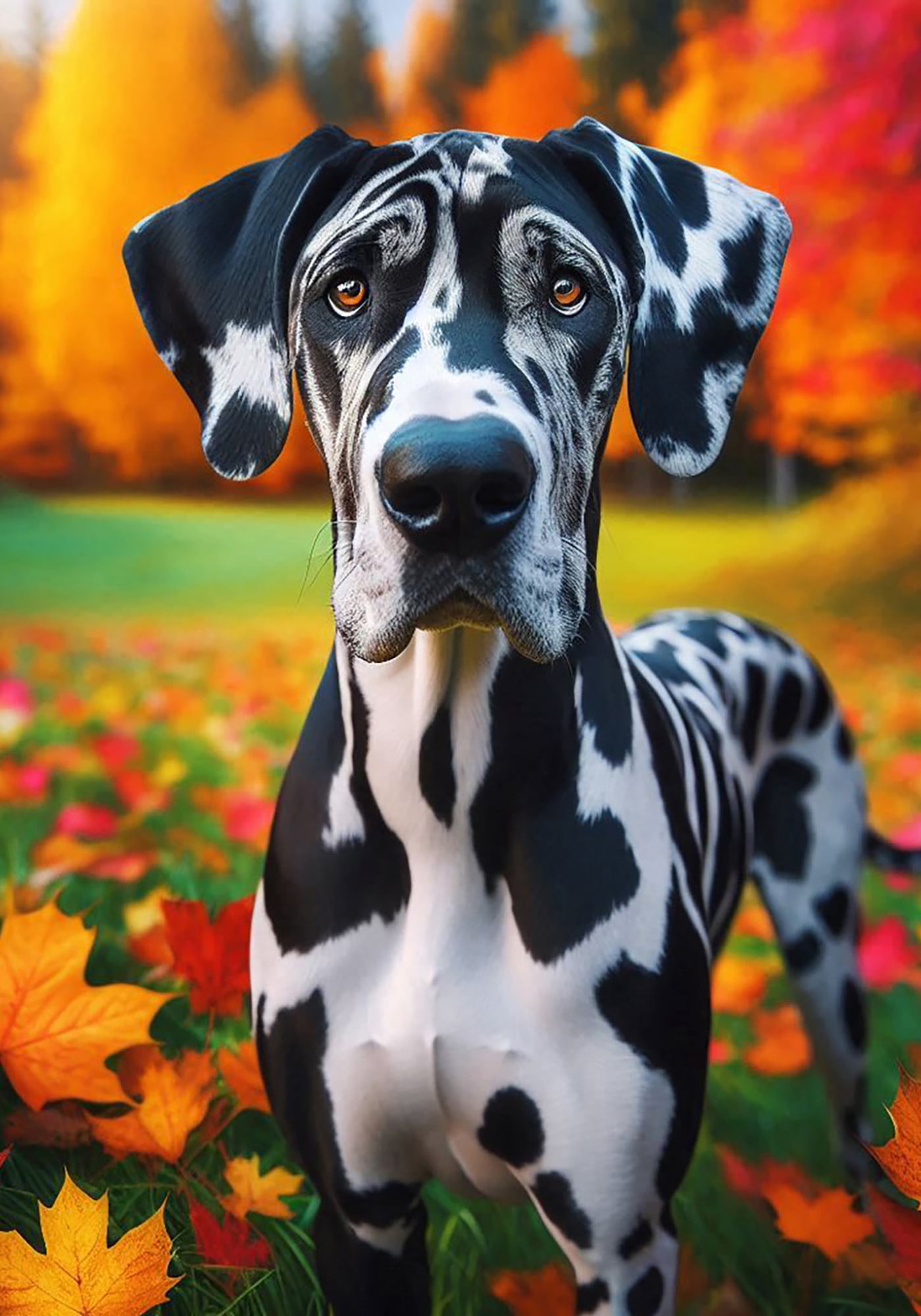 Great Dane Harlequin Uncropped - Best of Breed DCR Falling Leaves ...