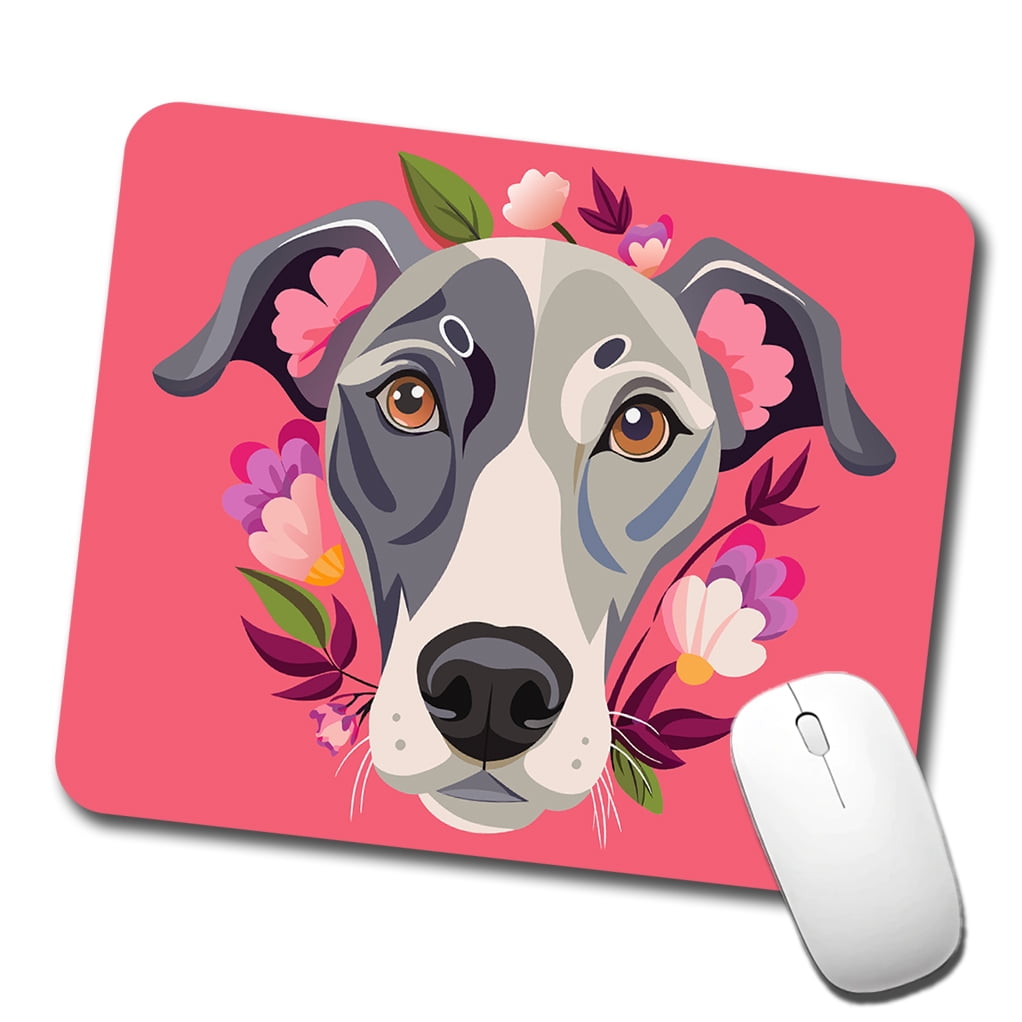Great Dane Head Floral Pink Dog Mouse Pad Low Profile Gaming Mat ...