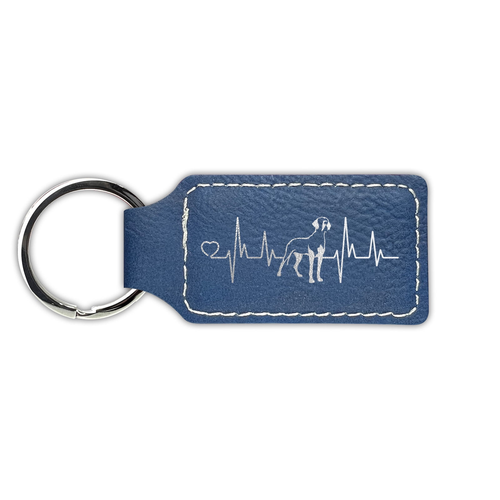Great Dane Heartbeat Lifeline Keychain Leatherette Rectangle - Laser ...