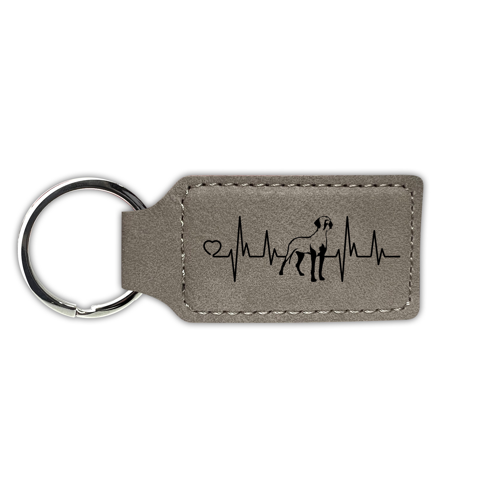 Great Dane Heartbeat Lifeline Keychain Leatherette Rectangle - Laser ...