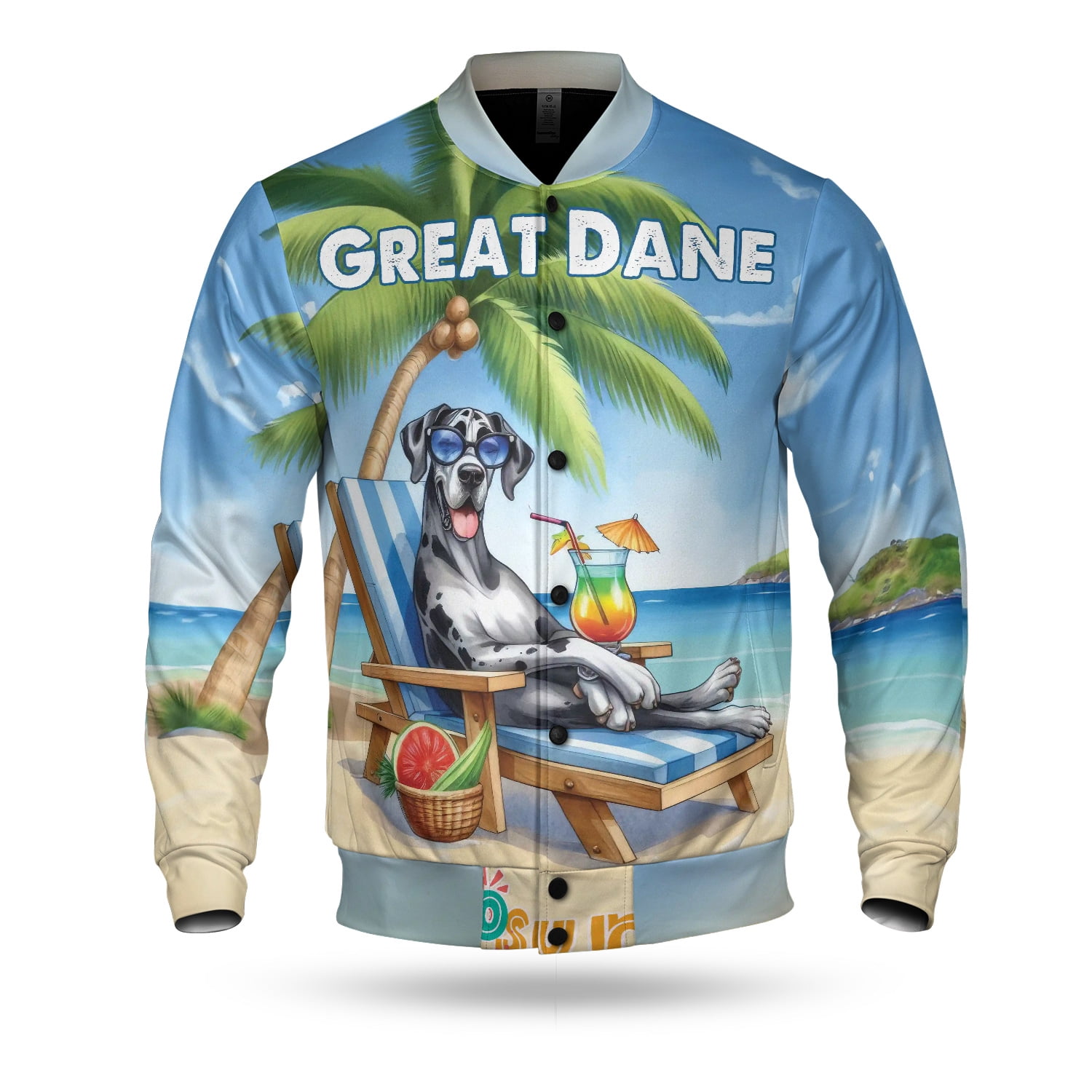 Great Dane Hello Summer Beach Theme with Sunglasses and Tropical ...