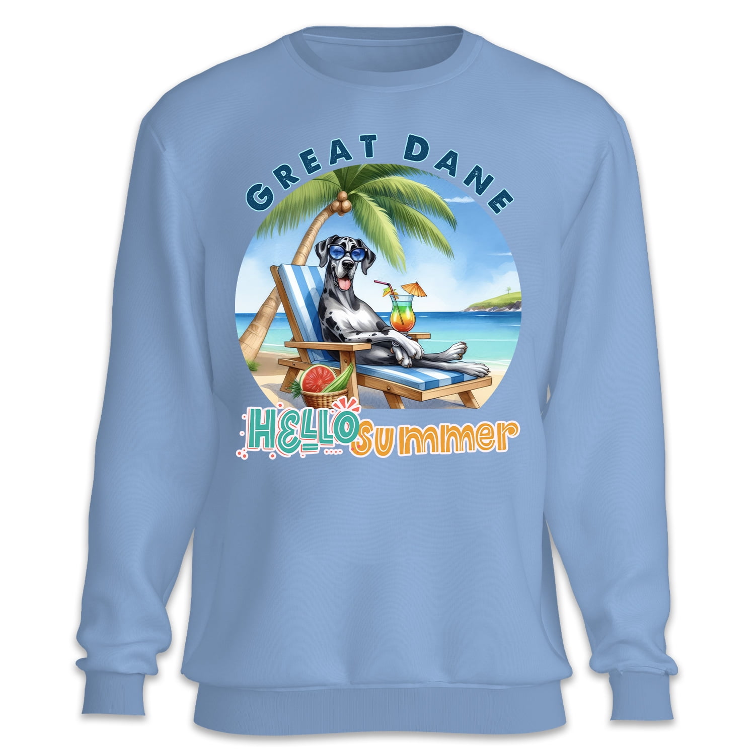 Great Dane Hello Summer Beach Theme with Sunglasses and Tropical ...