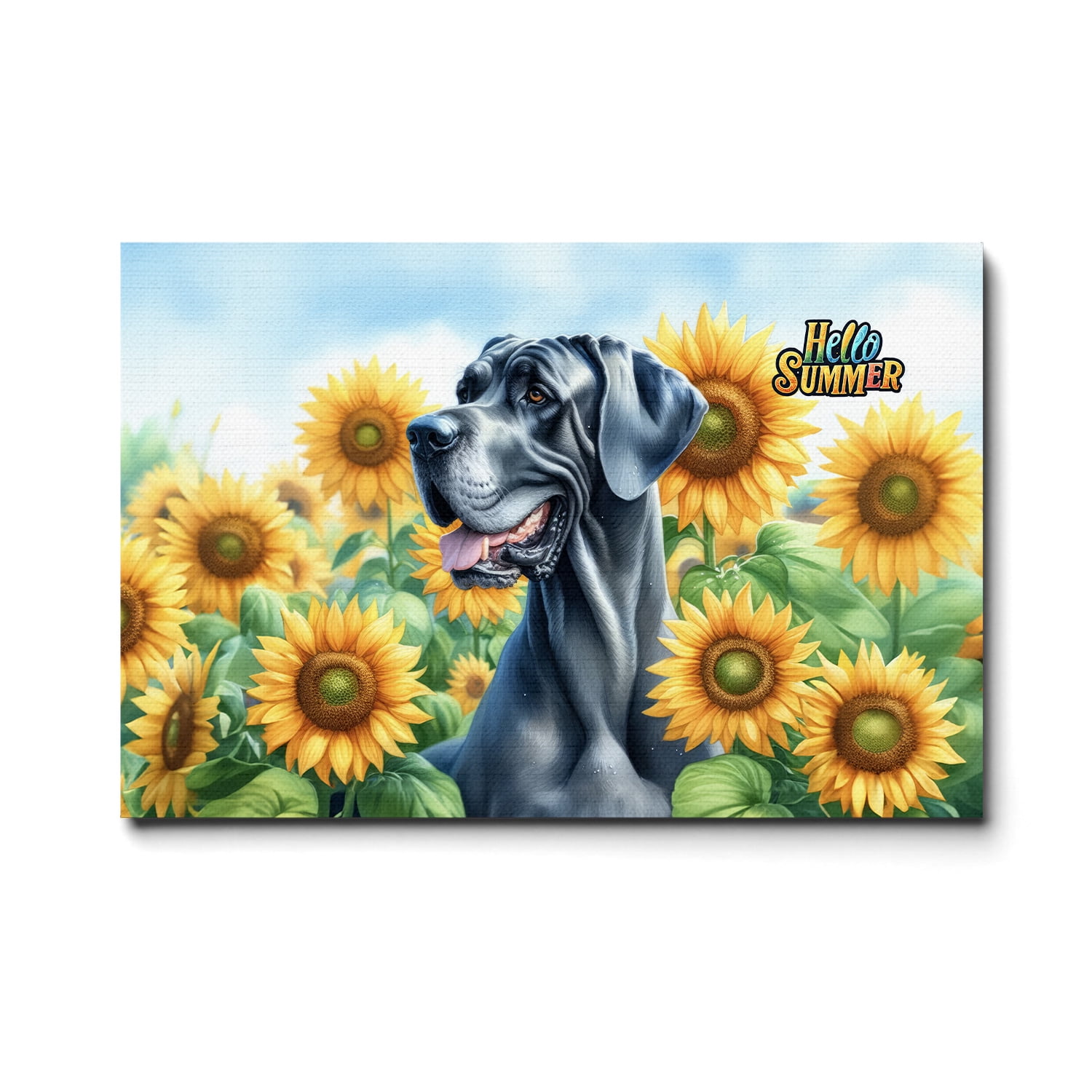 Great Dane Hello Summer Sunshine Sunflowers Spring Retro Vintage ...