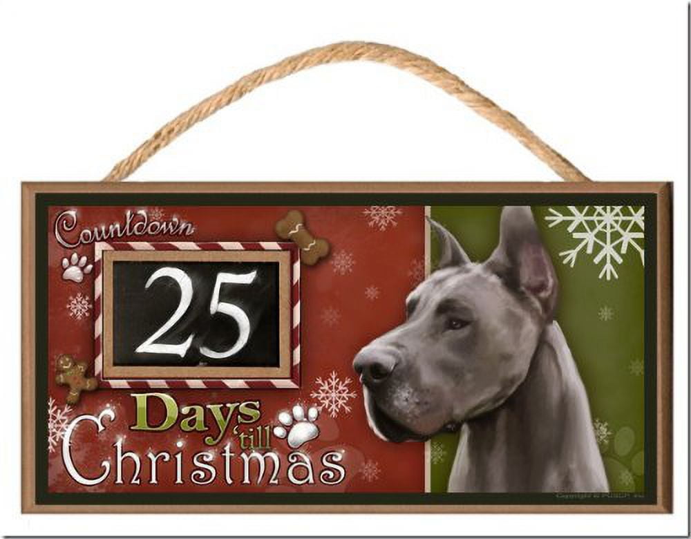 Great Dane "Holiday Countdown" Dog Sign / Plaque featuring the art of ...