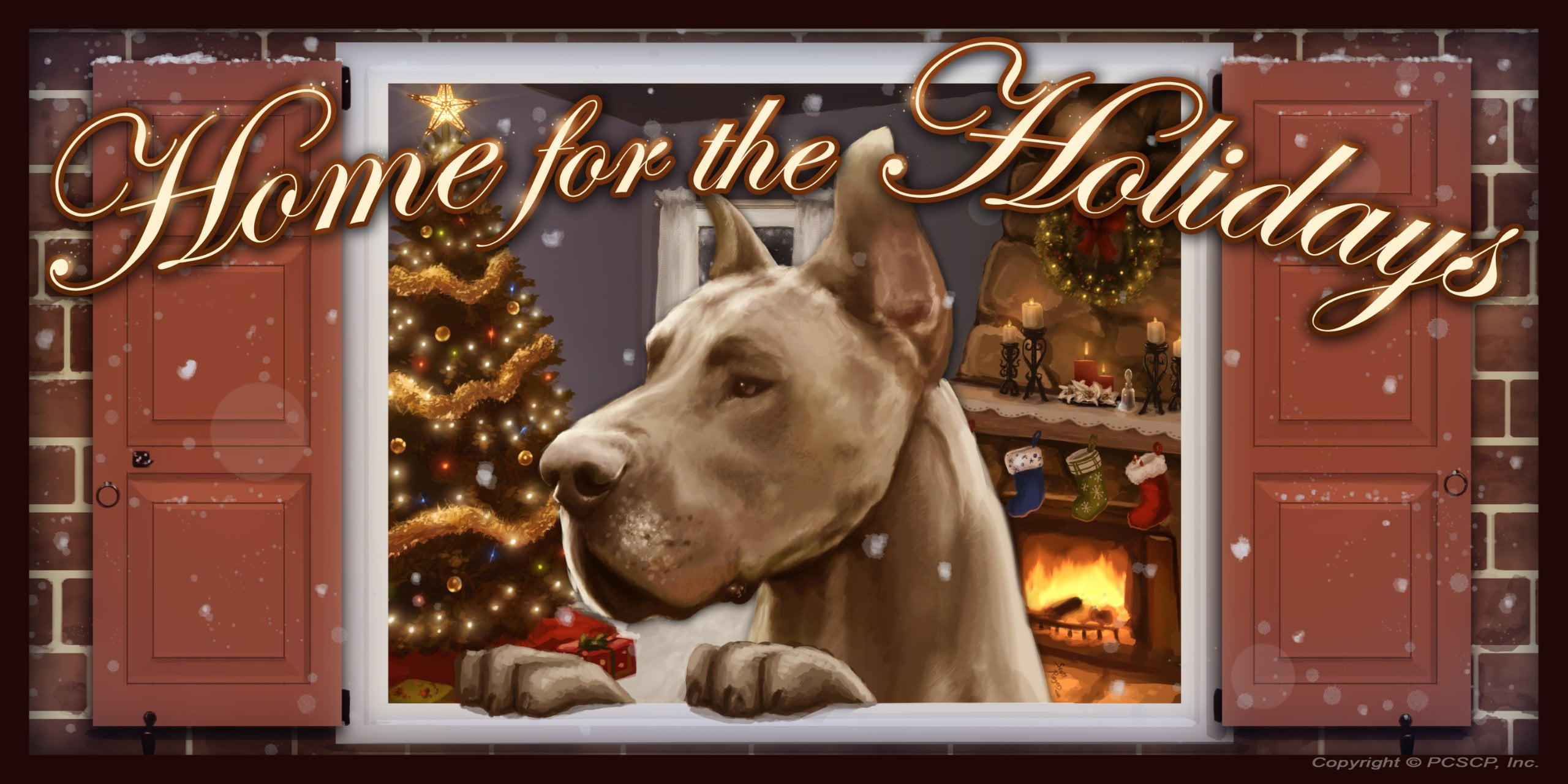 Great Dane Home for the Holidays "Paws on the Windowsill" Dog Sign ...
