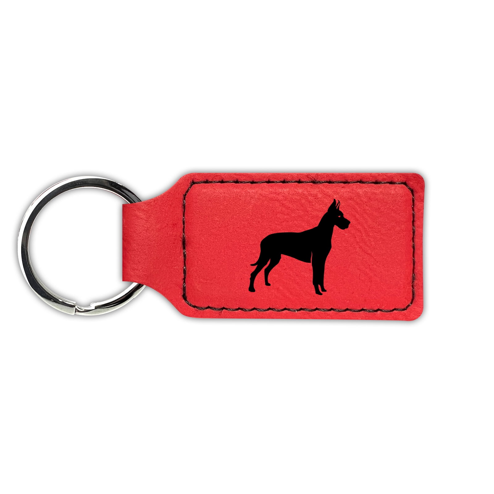 Great Dane Keychain Leatherette Rectangle - Laser Engraved - Many ...
