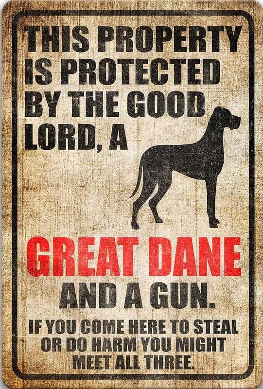 Great Dane Logo Dog Warning Great Dane Gift - Vintage metal Tin Logo ...