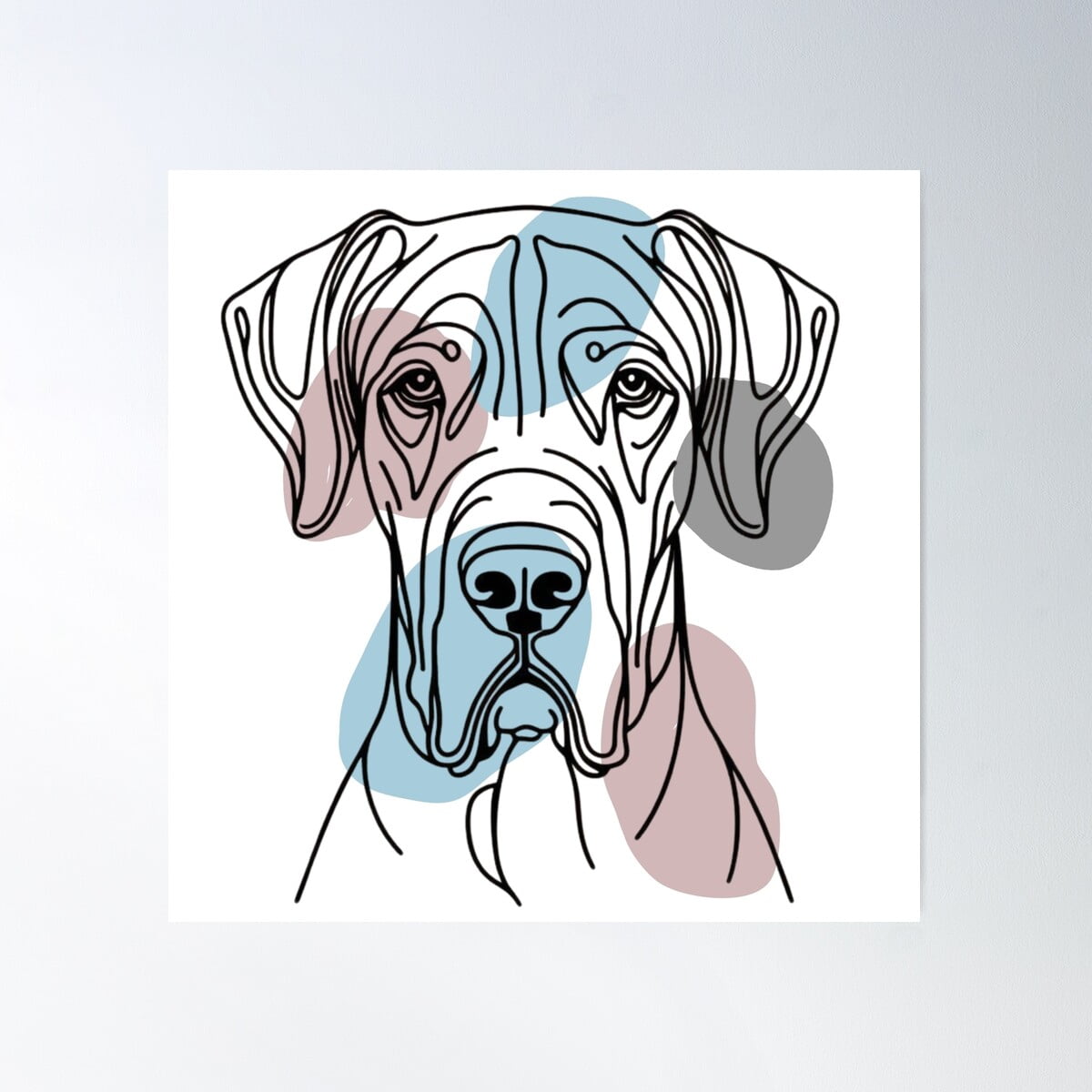 Great Dane Lover One Line Single Line Poster Wall Art, Modern Wall ...