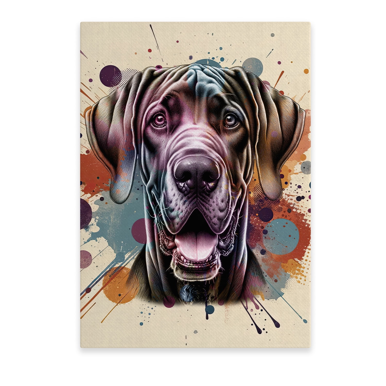 Great Dane Portrait Watercolor Vintage Retro Styles Vertical Matte ...