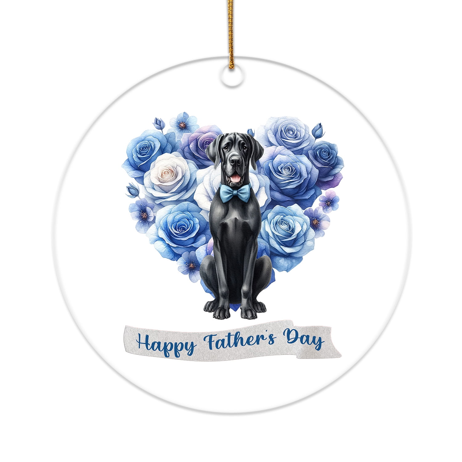 Great Dane Proud Dad Happy Father's Day Acrylic Round Ornament Danes ...