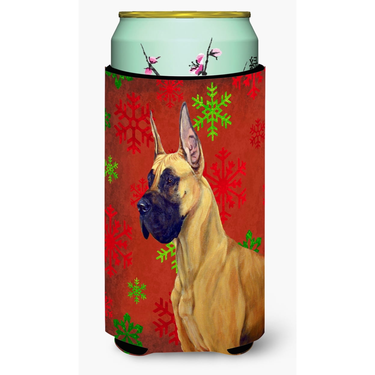 Great Dane Red and Green Snowflakes Holiday Christmas Tall Boy Hugger ...