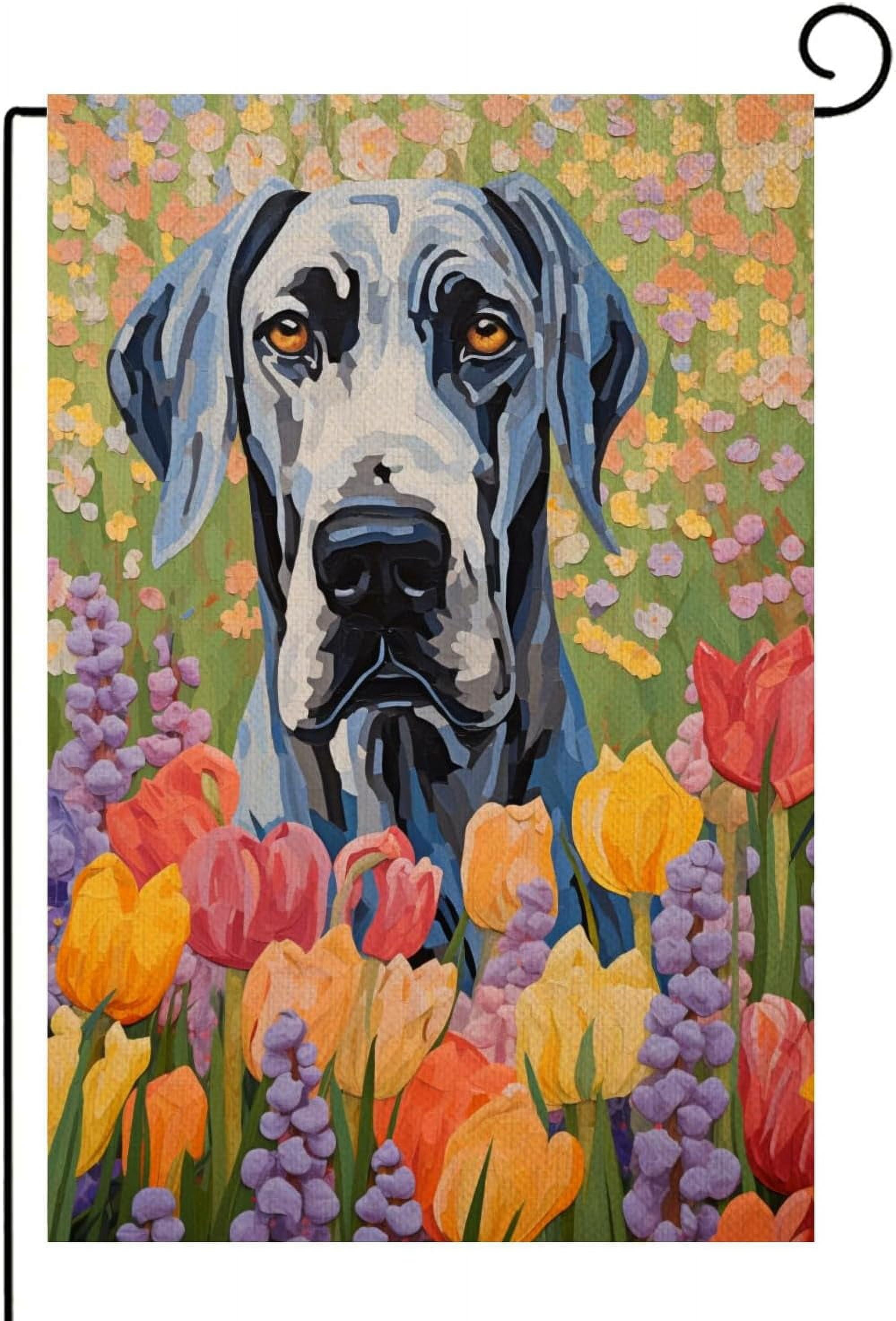 Great Dane Welcome Spring Garden Flag Double Sided, Small Daisy Pansy ...