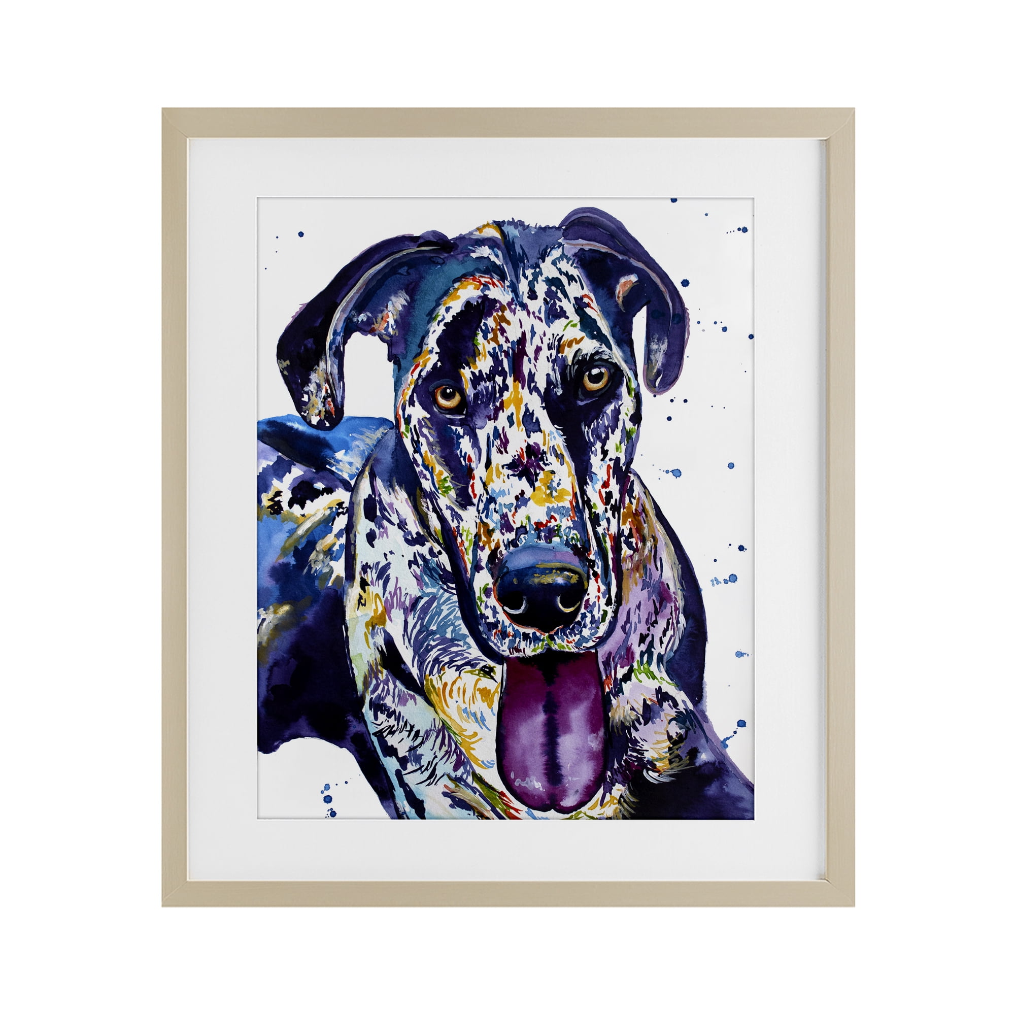 Stupell Industries Great Dane Whimsical Hues Birch Framed Print Under ...