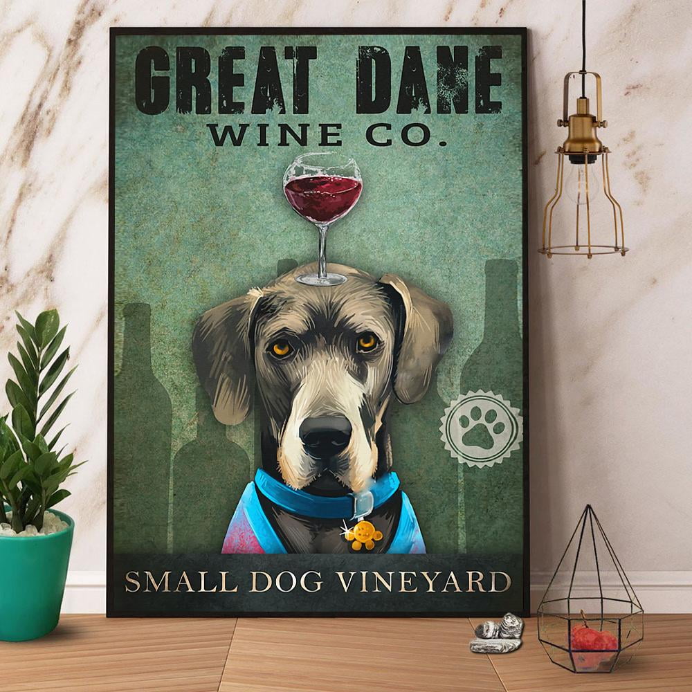 Great Dane Wine Co Small Dog Vineyard Poster No Frame Matte Wall Art ...