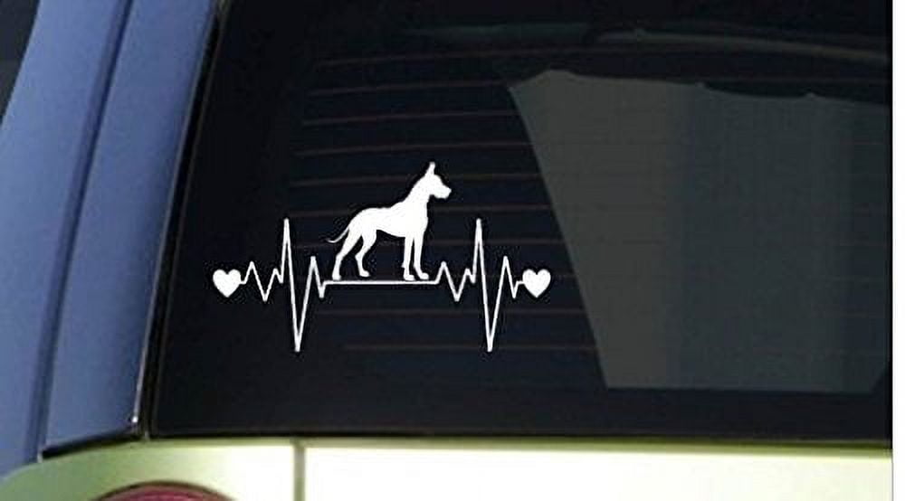 Great Dane heartbeat lifeline *I220* 8" wide Sticker decal dog ...
