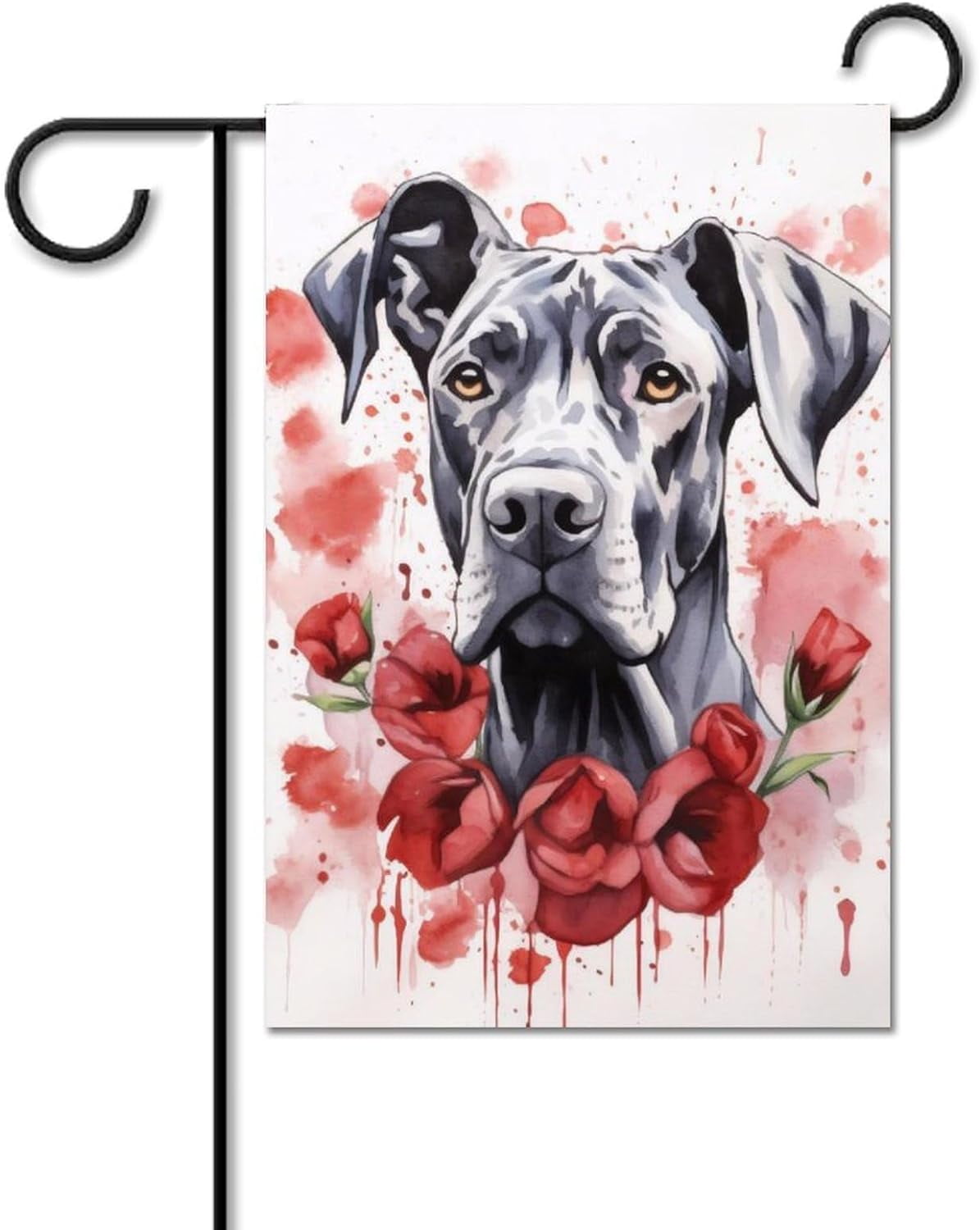 Great Danes Dog Garden Flags Valentines Roses Flag Double Sided Holiday ...