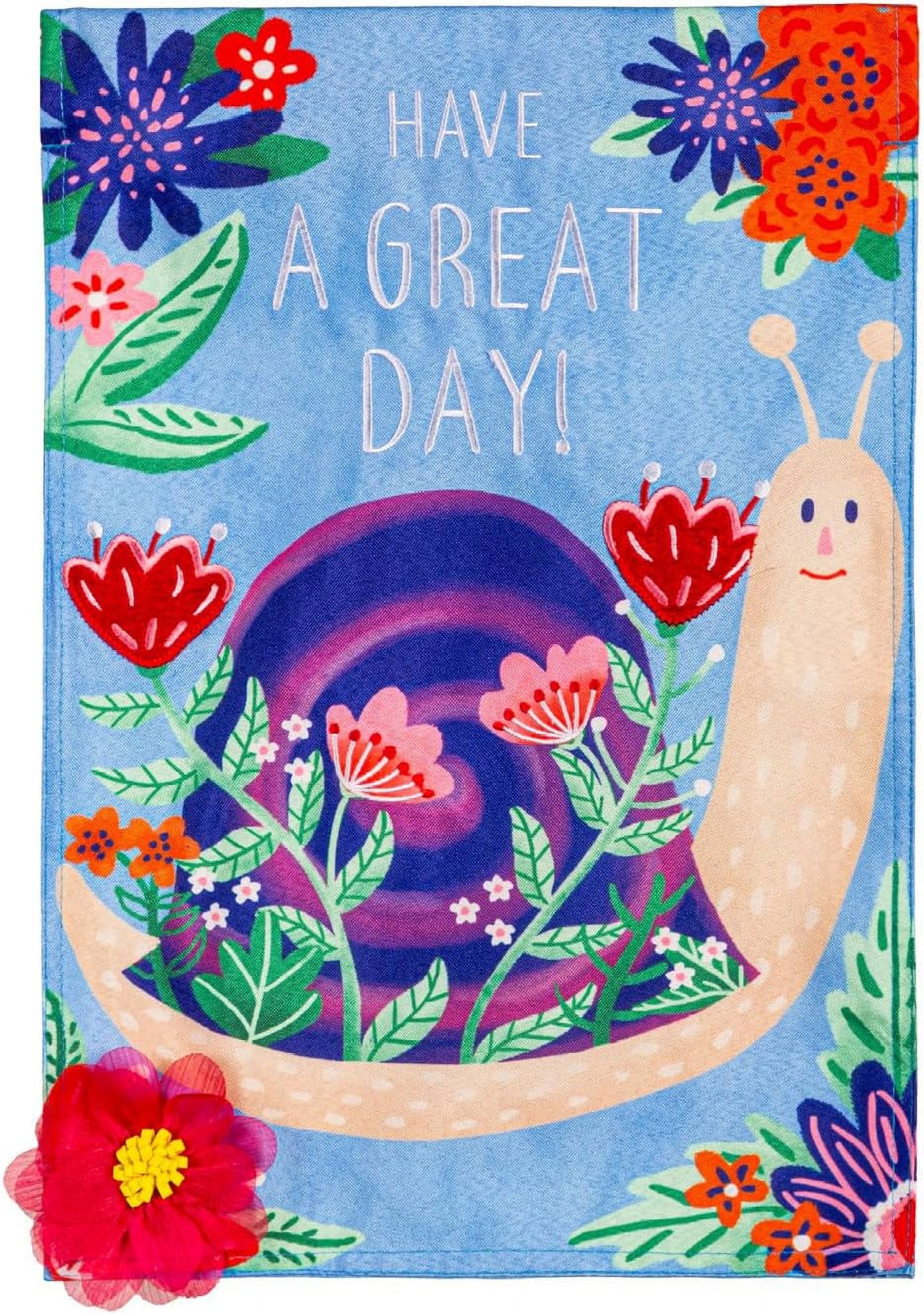 Great Day Snail Linen Garden Flag Garden Flag 28x40 inch double sided ...