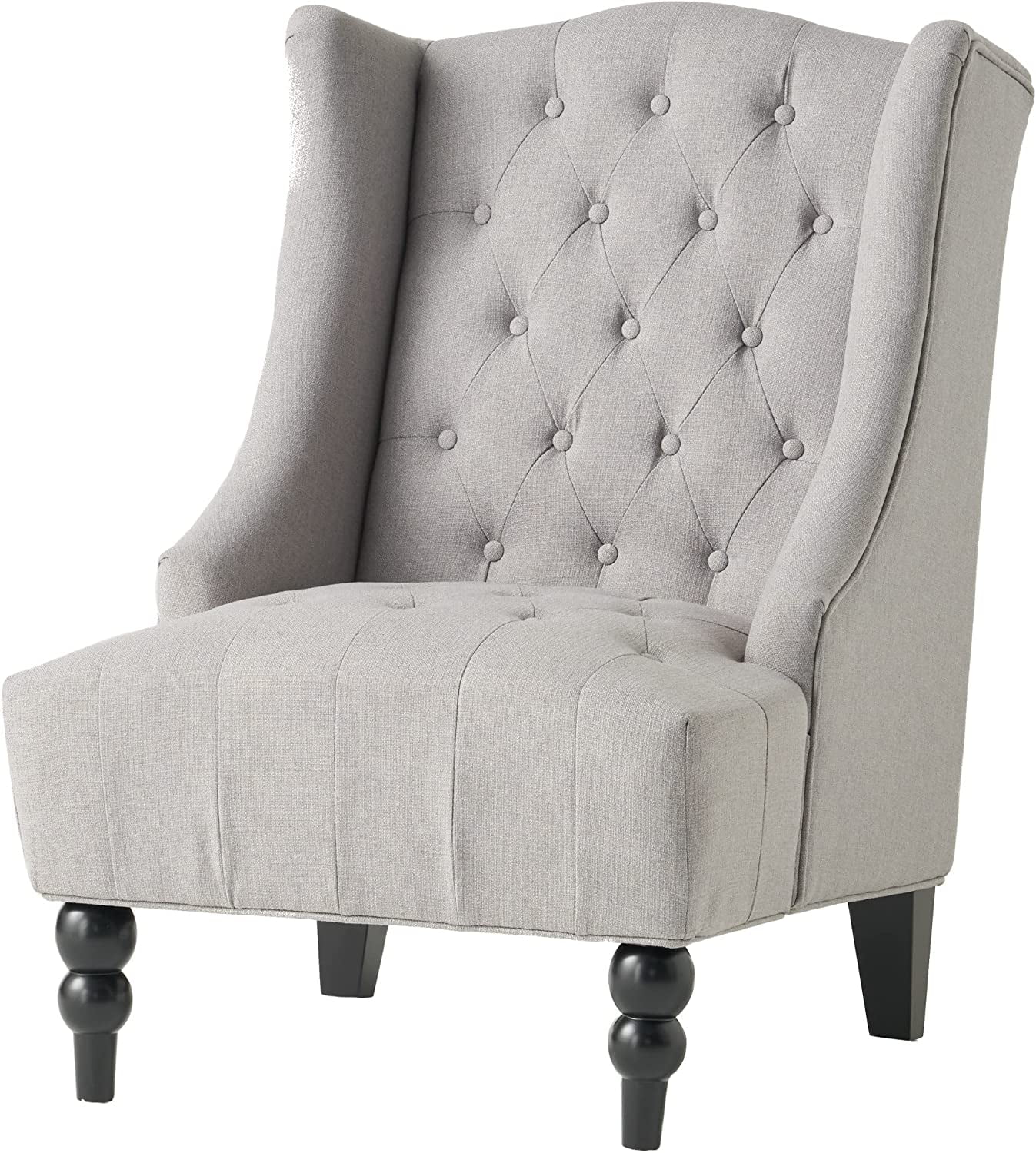 Great Deal Furniture Clarice Tall Wingback Tufted Fabric Accent Chair ...