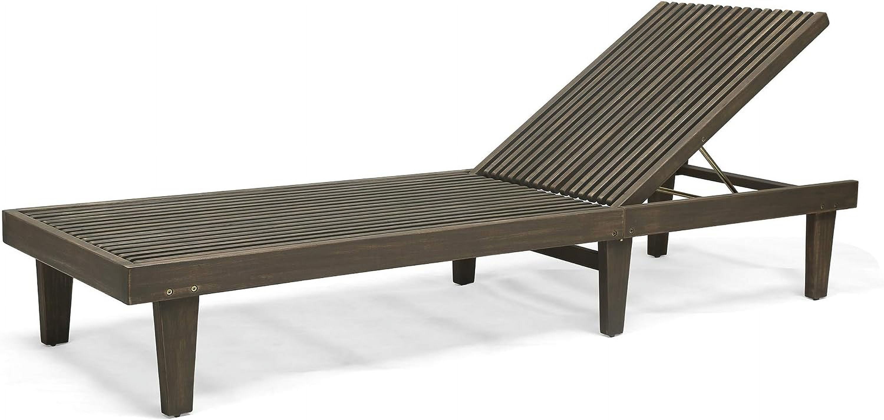 Great Deal Furniture Studio Outdoor Wooden Chaise Lounge, Gray Finish ...