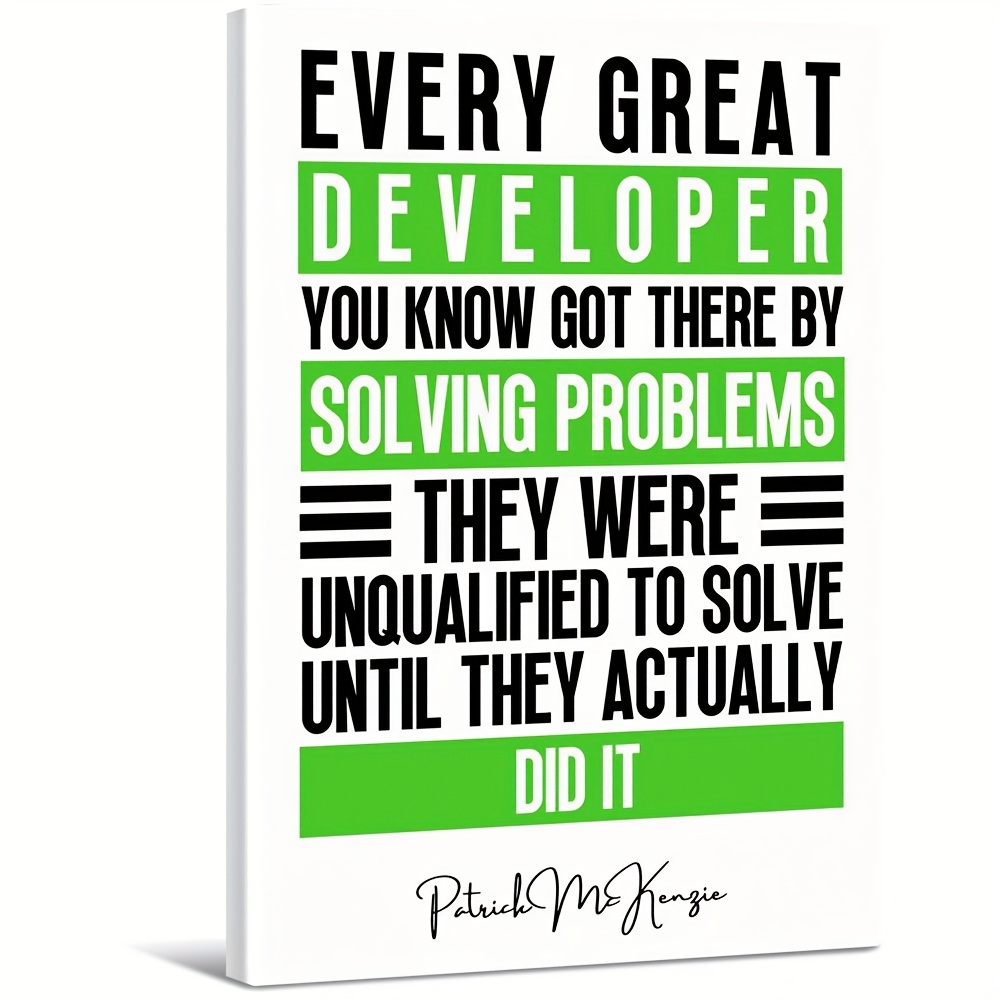 Great Developers Solve Unsolvable Problems Quote Green Large Wooden ...