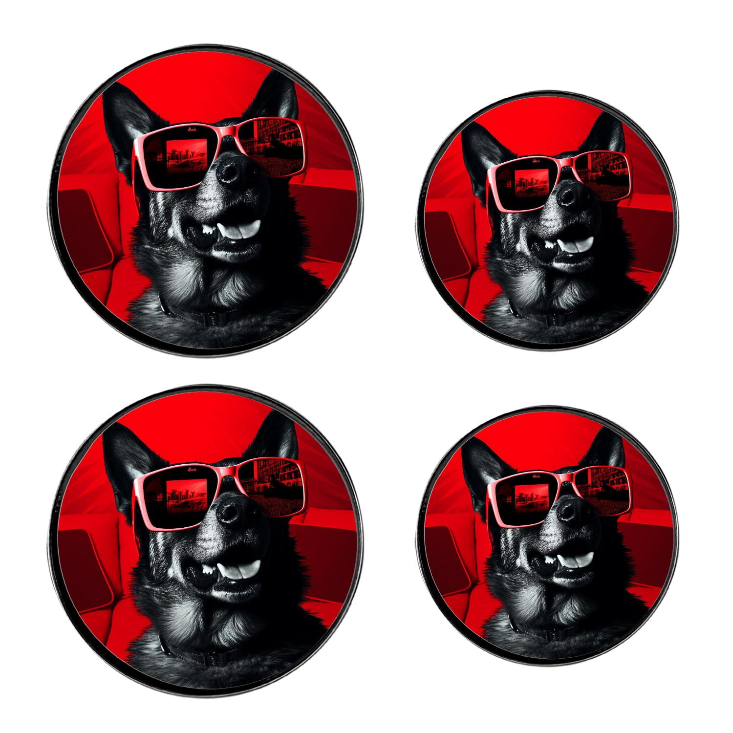 Great Dog with Red Grill Glasses Image Stove Burner Covers Set,Gas ...
