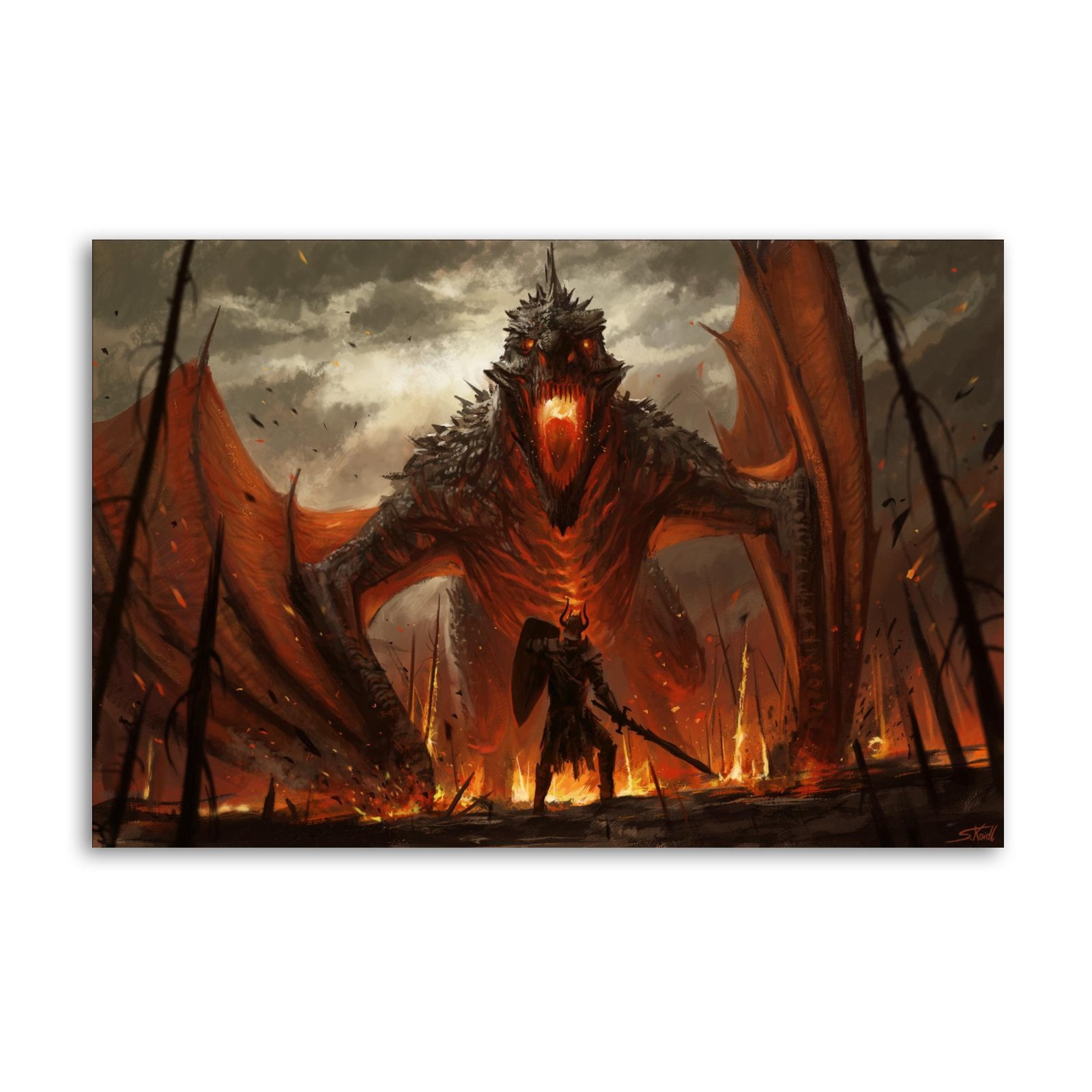 The Great Dragon Dragon Slayers Knight Sword And Shield Poster ...