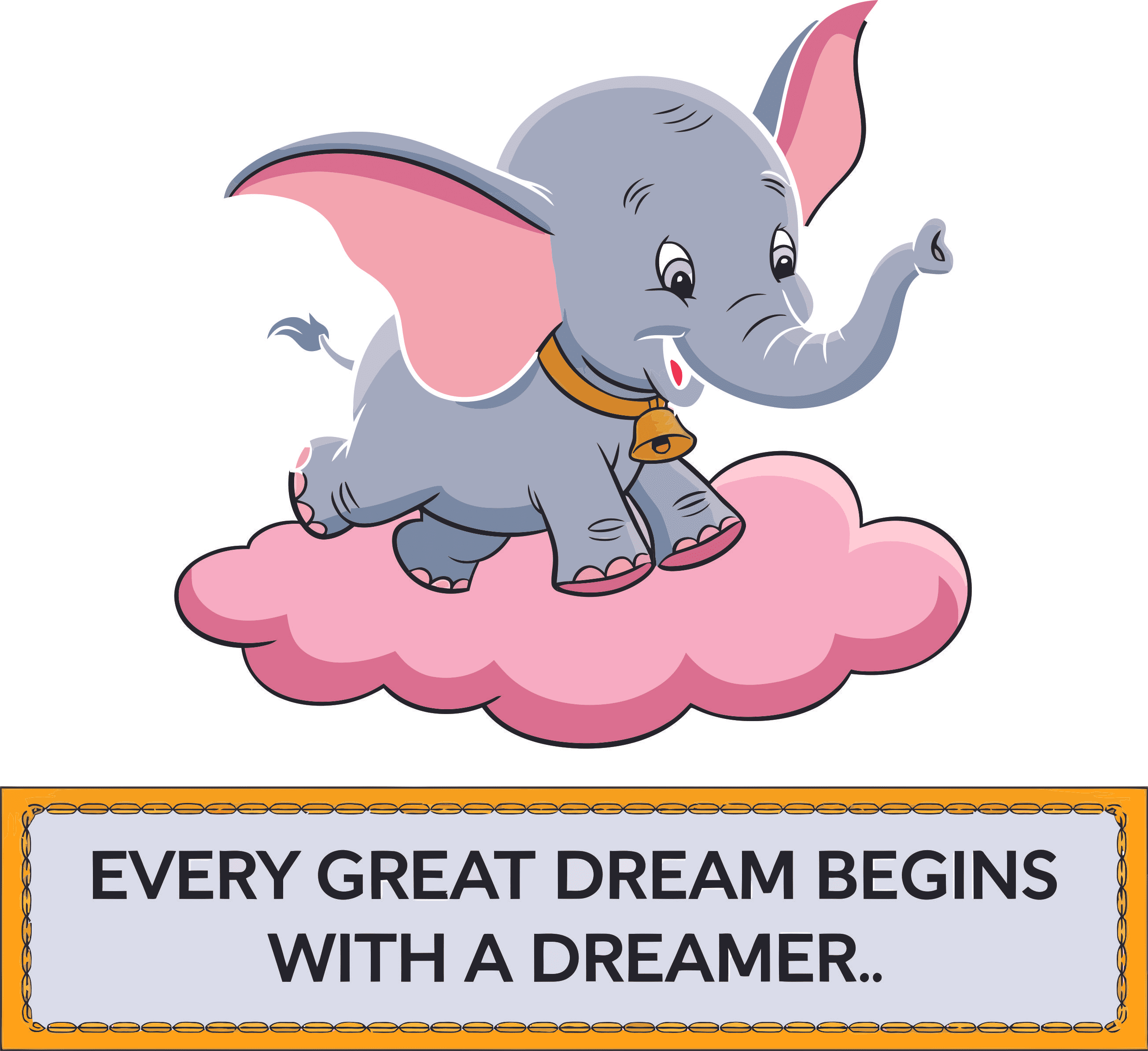 Great Dreams Begin With A Dreamer Flying Elephant Positive Mantra ...