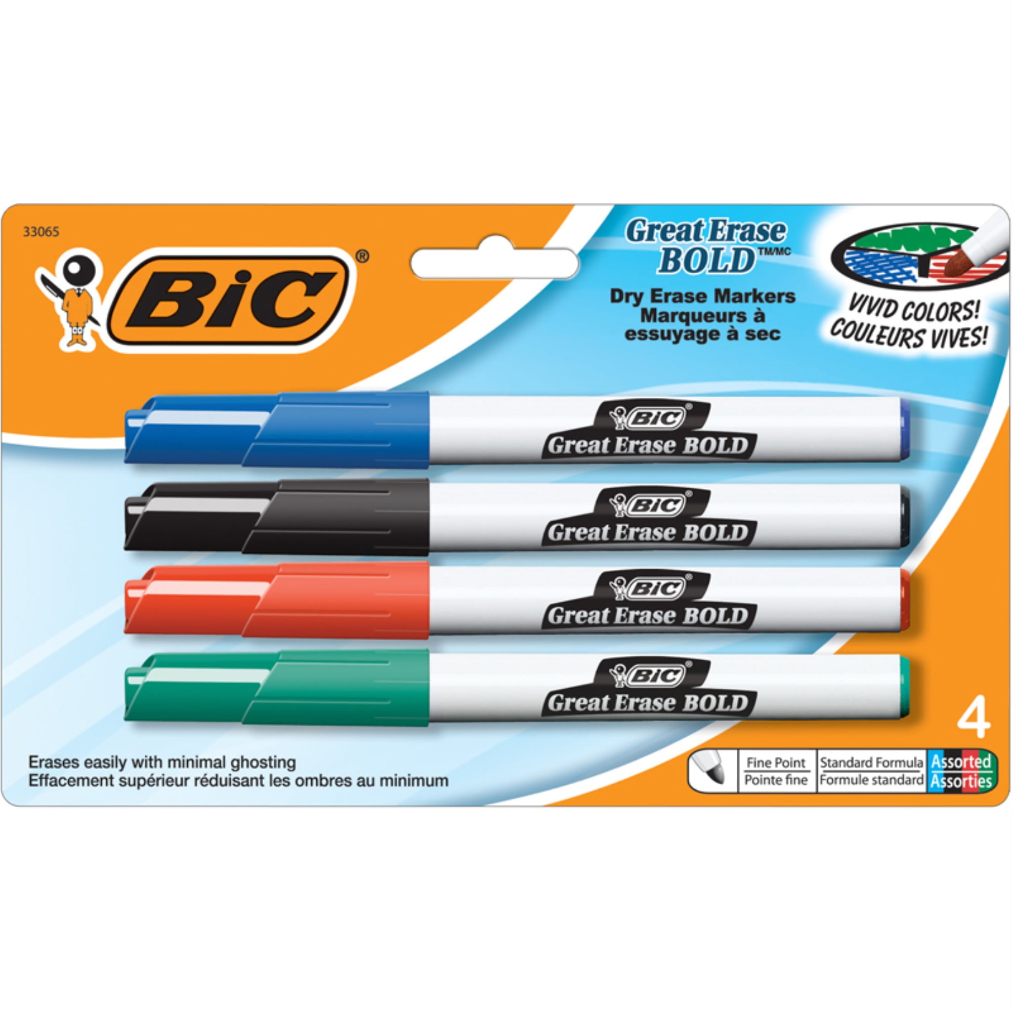 Great Erase BOLD Dry Erase Marker, Fine Point, Assorted Colors, Pack of ...