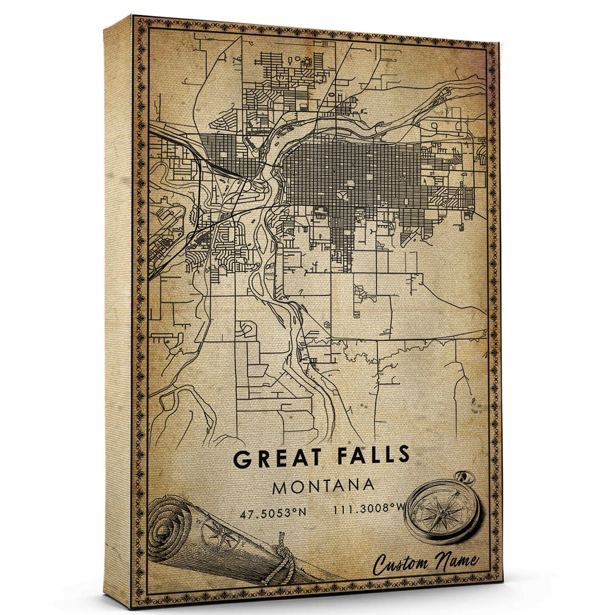 Great Falls Map Poster, Montana Map Art Poster, Canvas, Great Falls Map ...