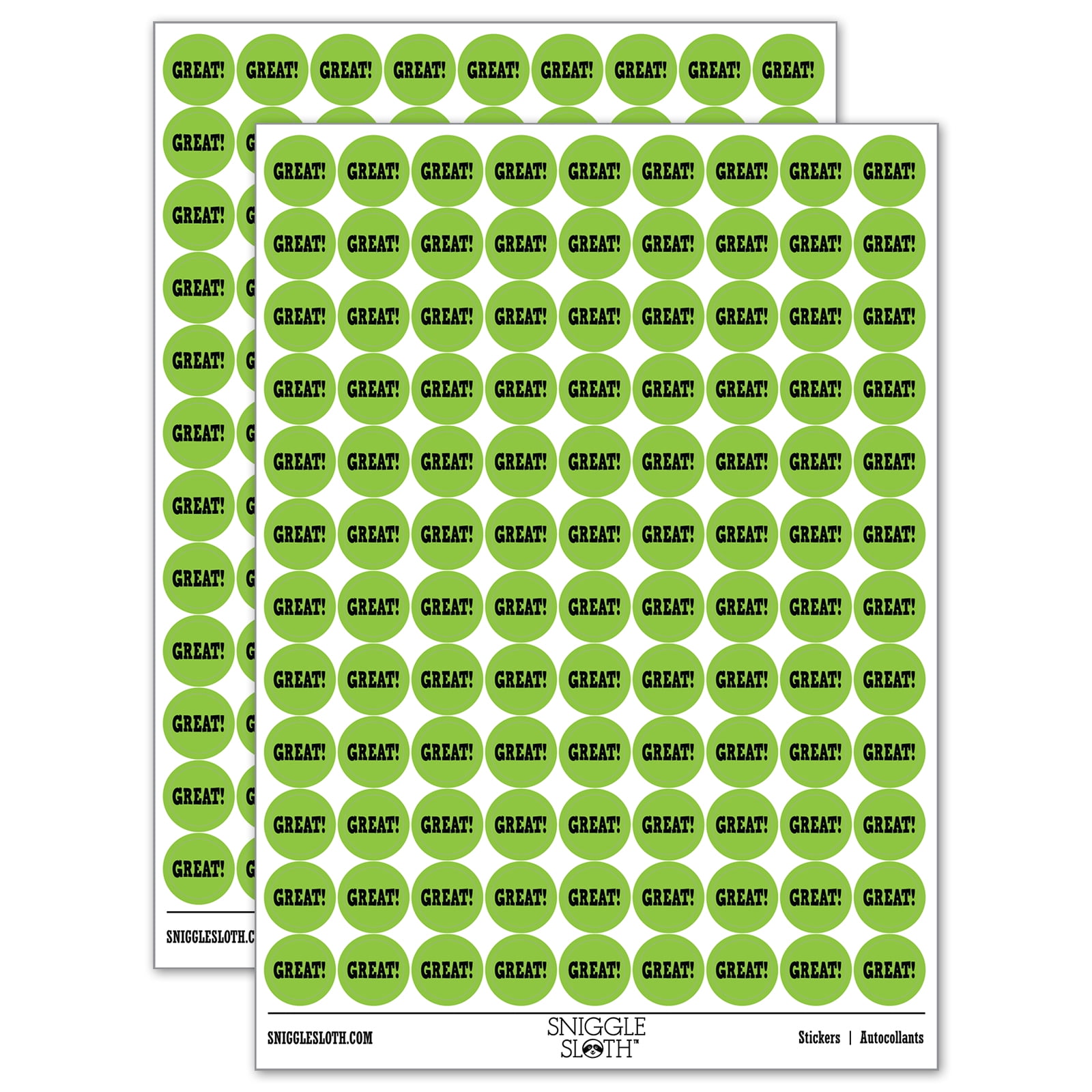 Great Fun Text 200+ Round Stickers - Light Green - Matte Finish - 0.50 ...