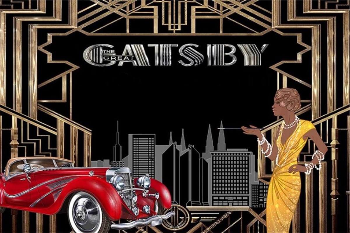 Great Gatsby Photography Backdrop Luxury Car Retro Girl Flapper Poster Gatsby Birthday Party ...