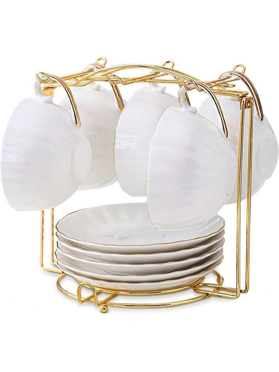 Great GiftTea Cups HolderGold Metal Coffee Cup Tea Cups Rack Foldable ...