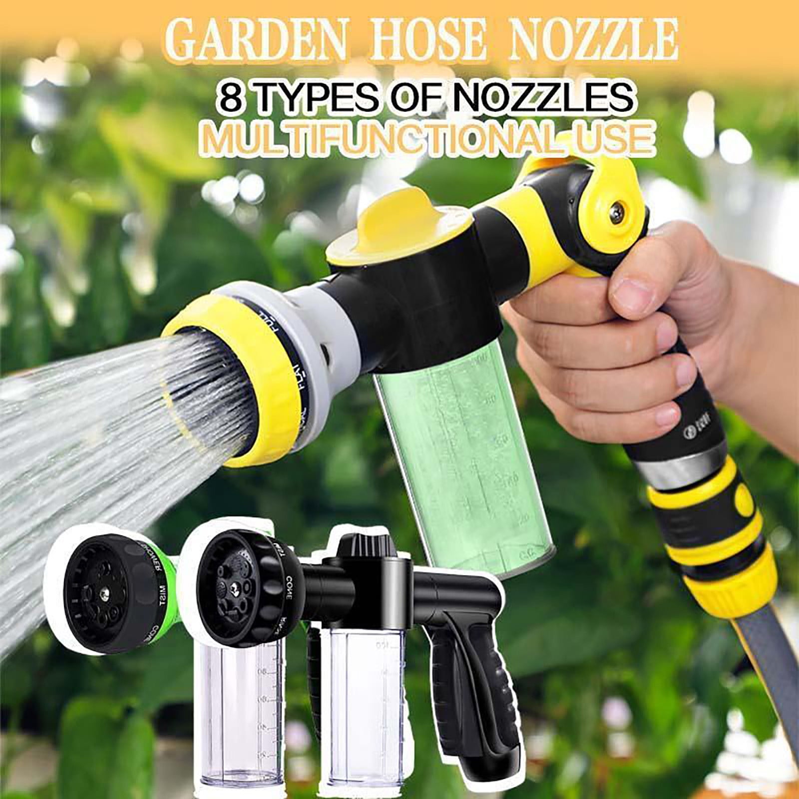 Great for Gifting, High Pressure Garden Nozzle, 8 Function Foam Pot ...