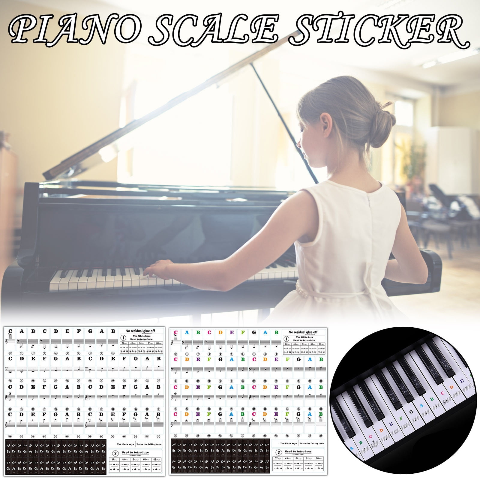 Great for Gifting, Piano Keyboard Stickers, Removable Letter Stickers ...