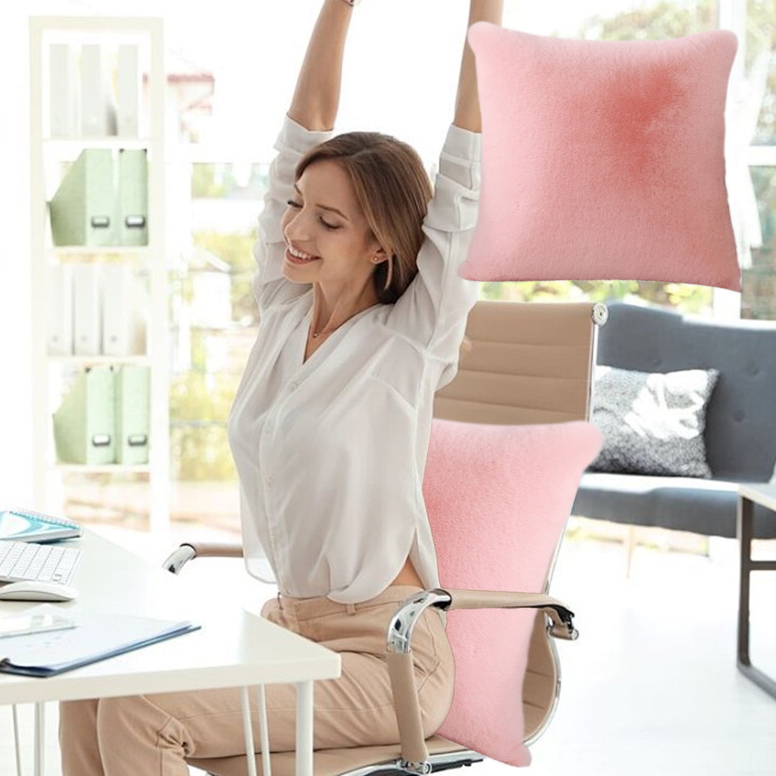 Great for Gifting, Solid Color Car Cushion, Lumbar Bedroom Pillow, 18x12x6 Inches, Velvet ...