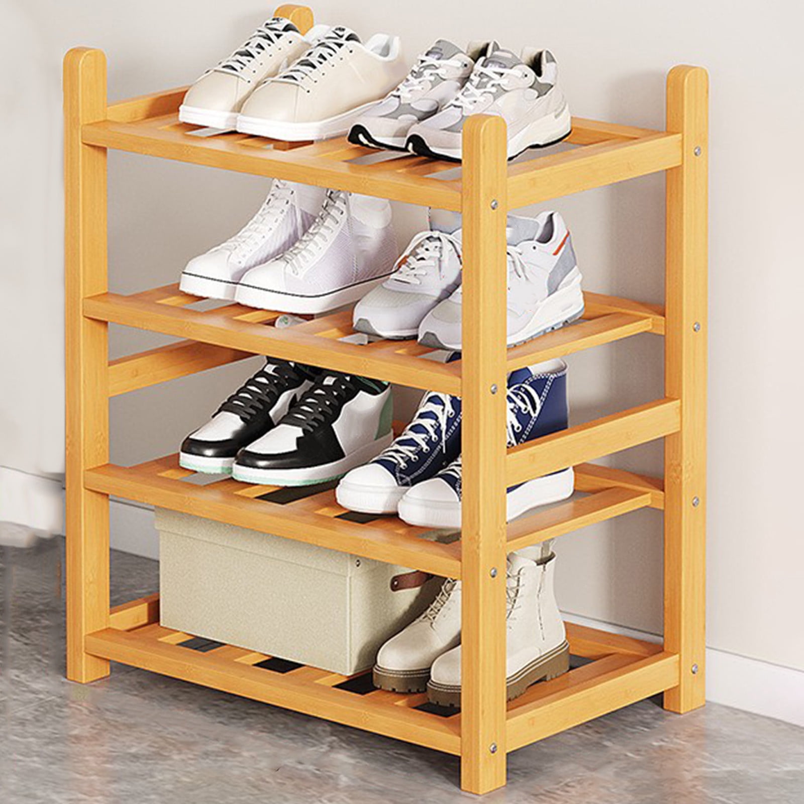 Great Gifts 4 Layer Bamboos Freestanding Wooden Shoe Rack Suitable For ...