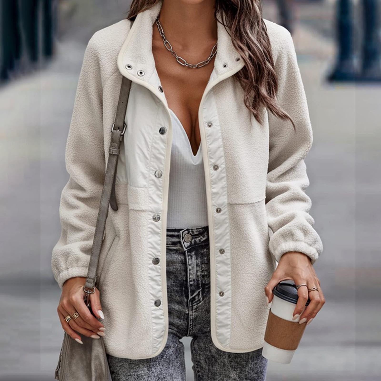 Great Gifts for Less Ofreoo Women's Fleece Fleece Button Up Outwear ...