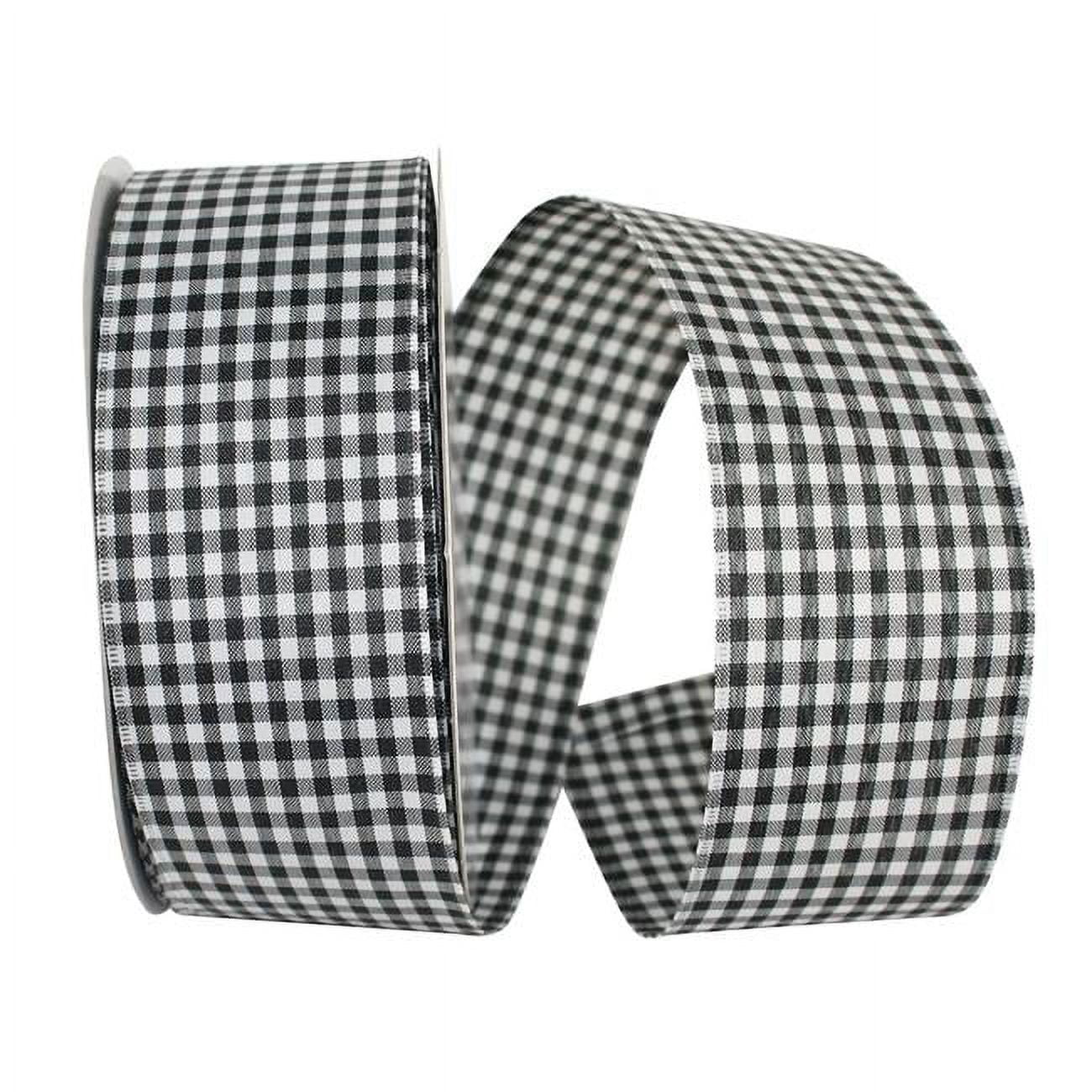 Great Gingham 3 Value Wired Edge Ribbon - Black - 2.5 in. x 50 yards ...
