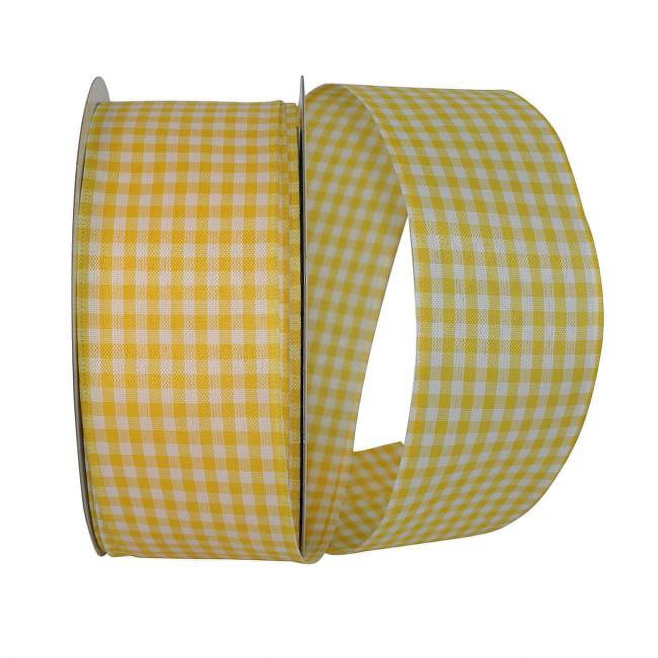Great Gingham 3 Value Wired Edge Ribbon - Yellow - 2.5 in. x 50 yards ...