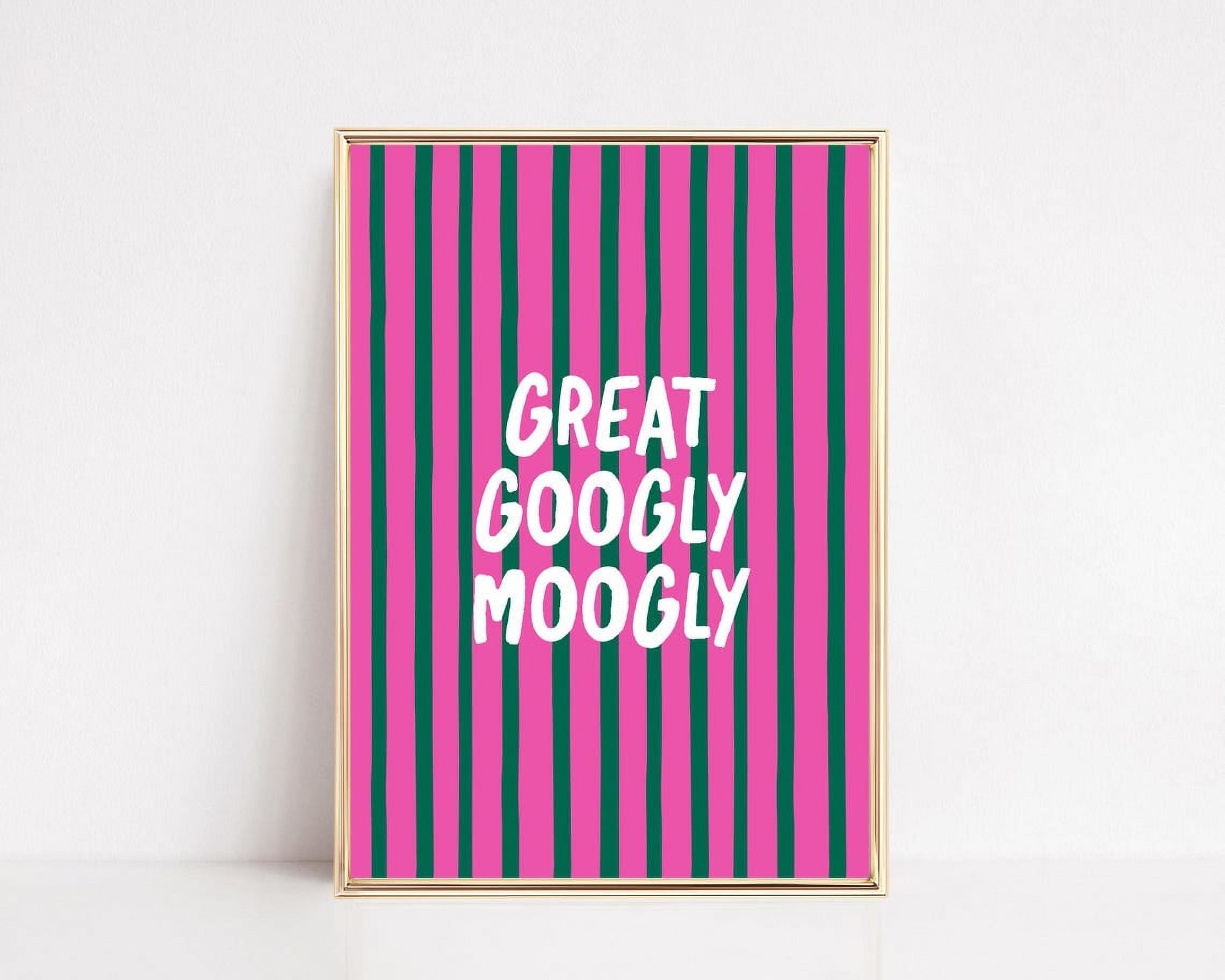 Great Googly Moogly Funny Wall Art Pop Print Striped Pink Wall Art ...