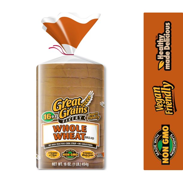 Great Grains Whole Wheat Bread for Office Lunch Sandwiches - Walmart ...