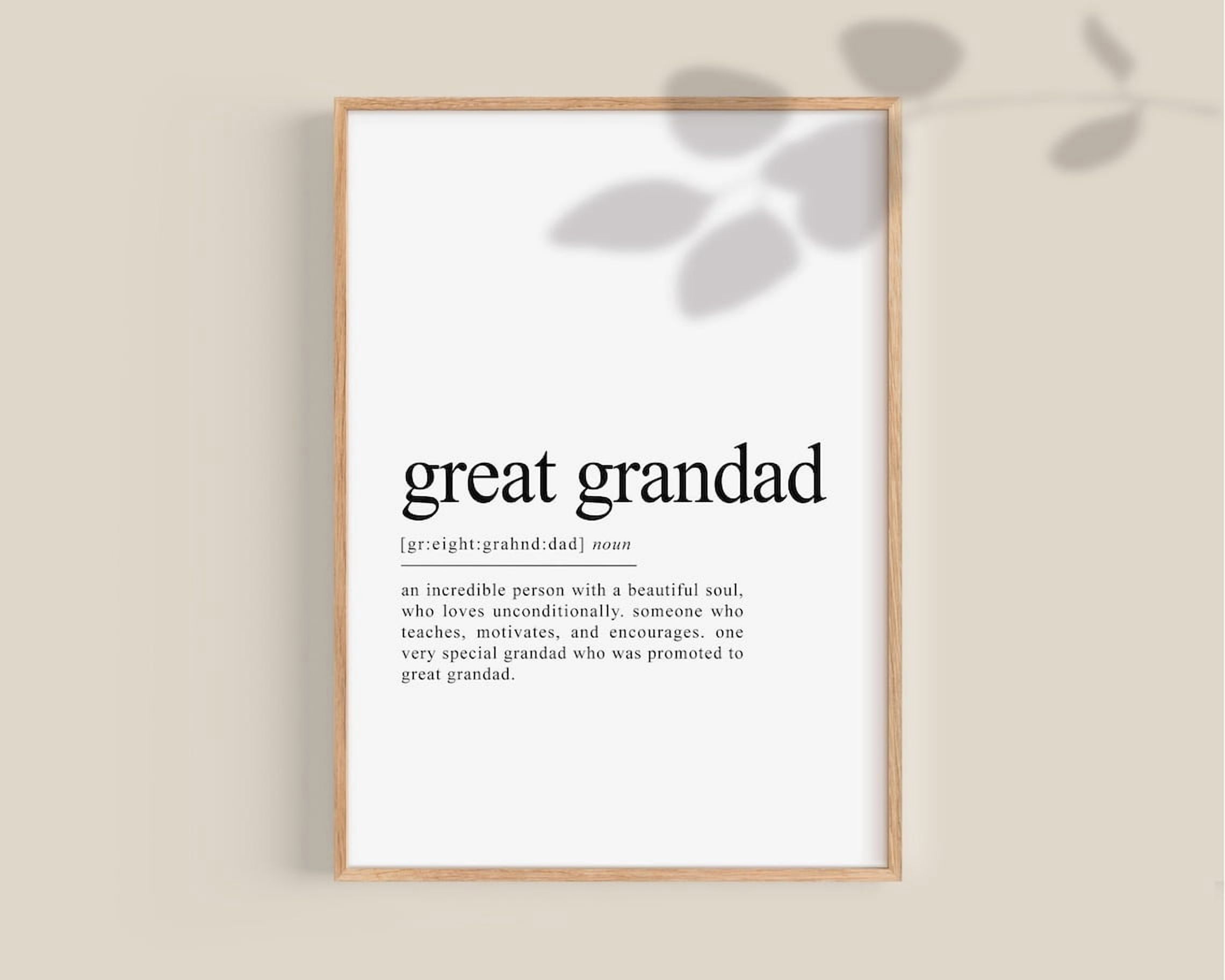 Great Grandad Definition Poster, Great Grandad Gift, Gifts For Great ...