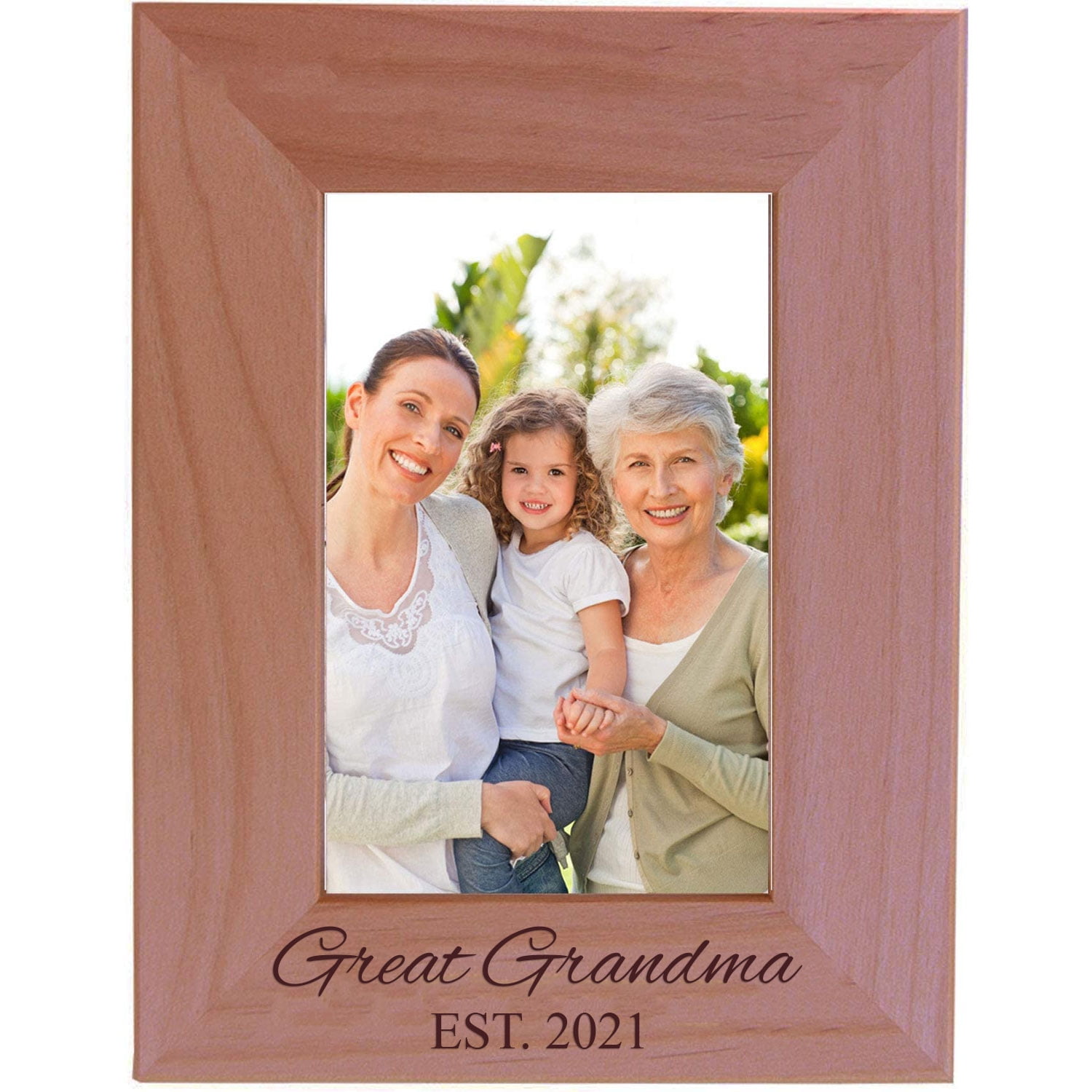 Great Grandma Established Est. 2021 Engraved Alder Wood Picture Frame ...